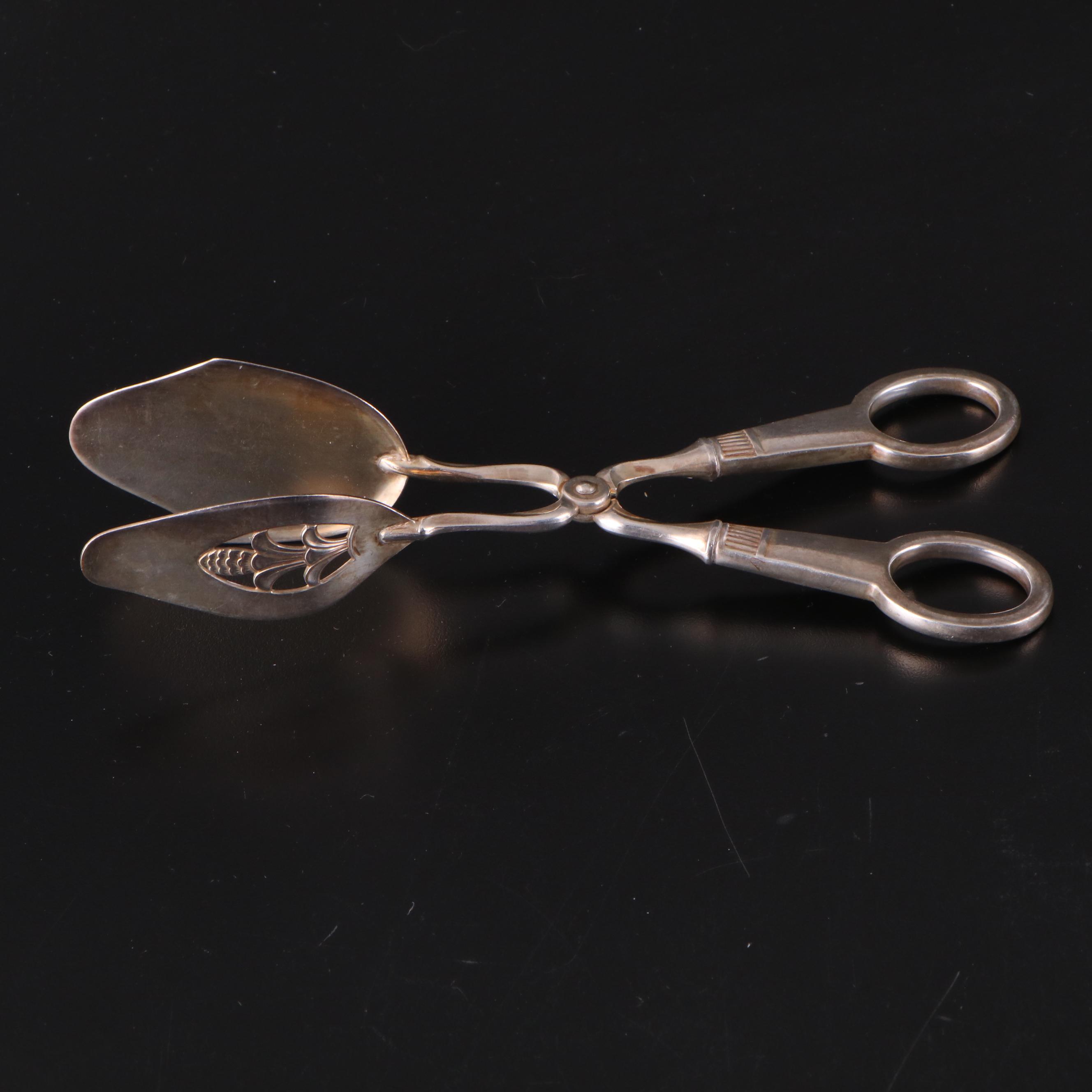 Sterling Silver Handled Tongs with Silver Plate Serving Spoons | EBTH
