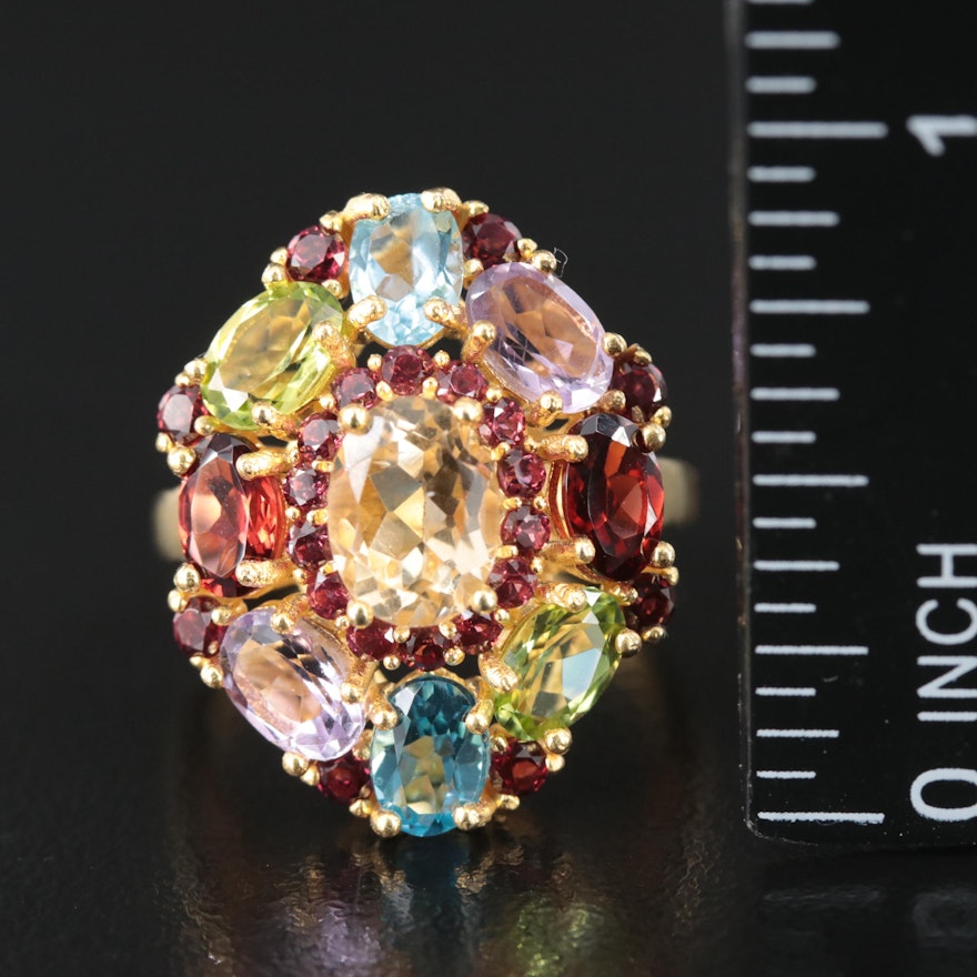 Sterling Topaz Garnet And Citrine Ring Ebth