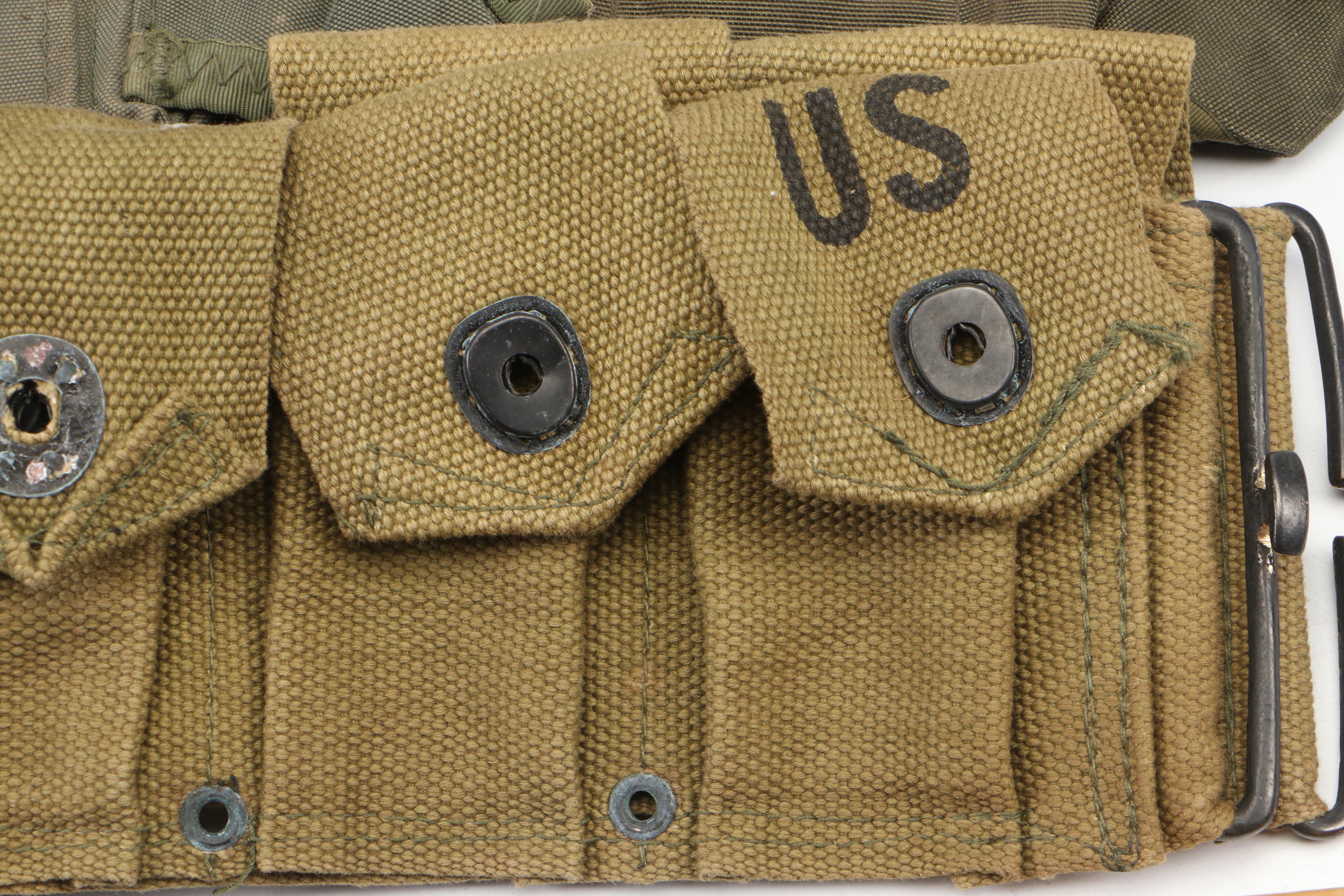 Vietnam War Era Equipment Belts, M1 Helmet, Swagger Stick, and ...