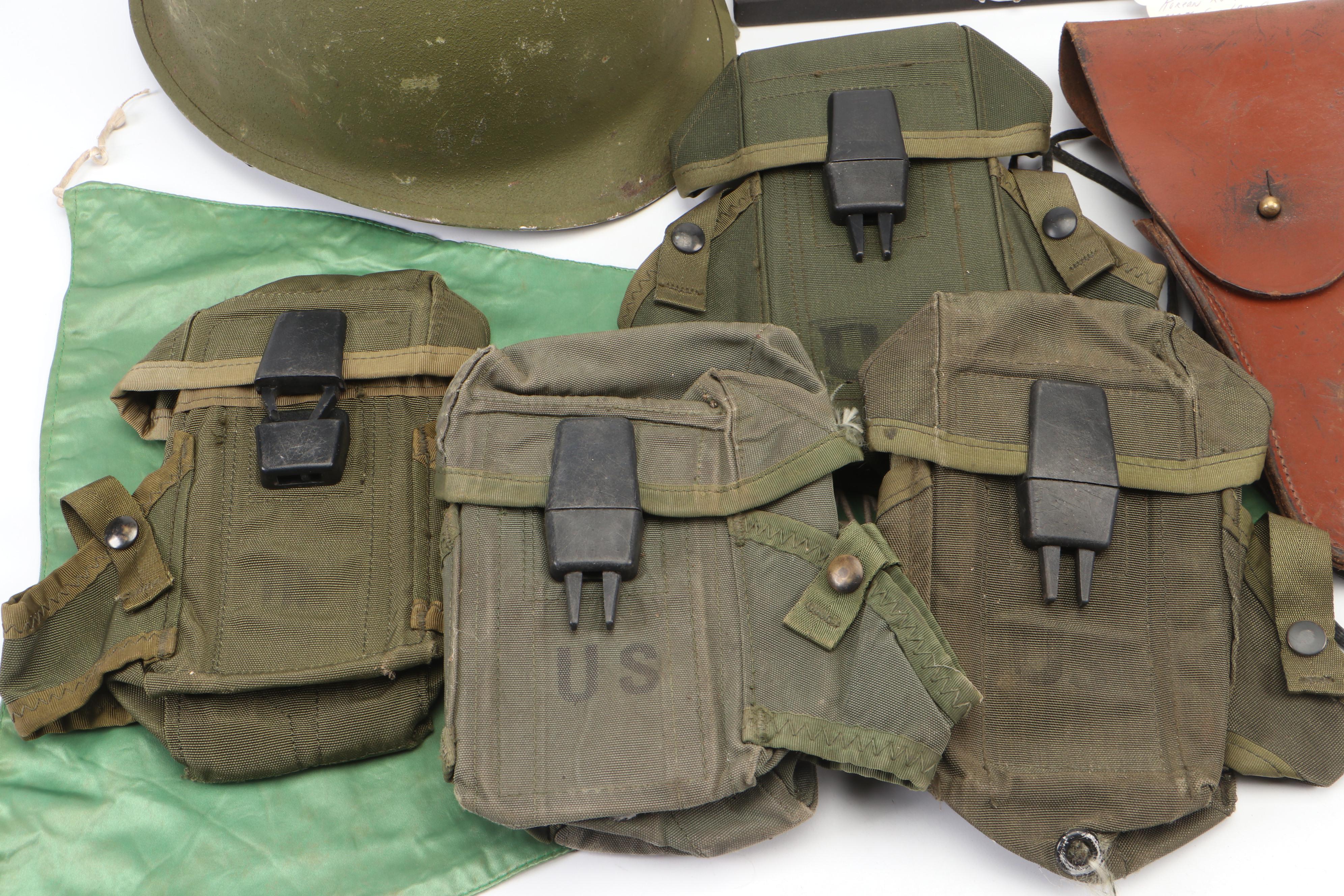 Vietnam War Era Equipment Belts, M1 Helmet, Swagger Stick, and ...