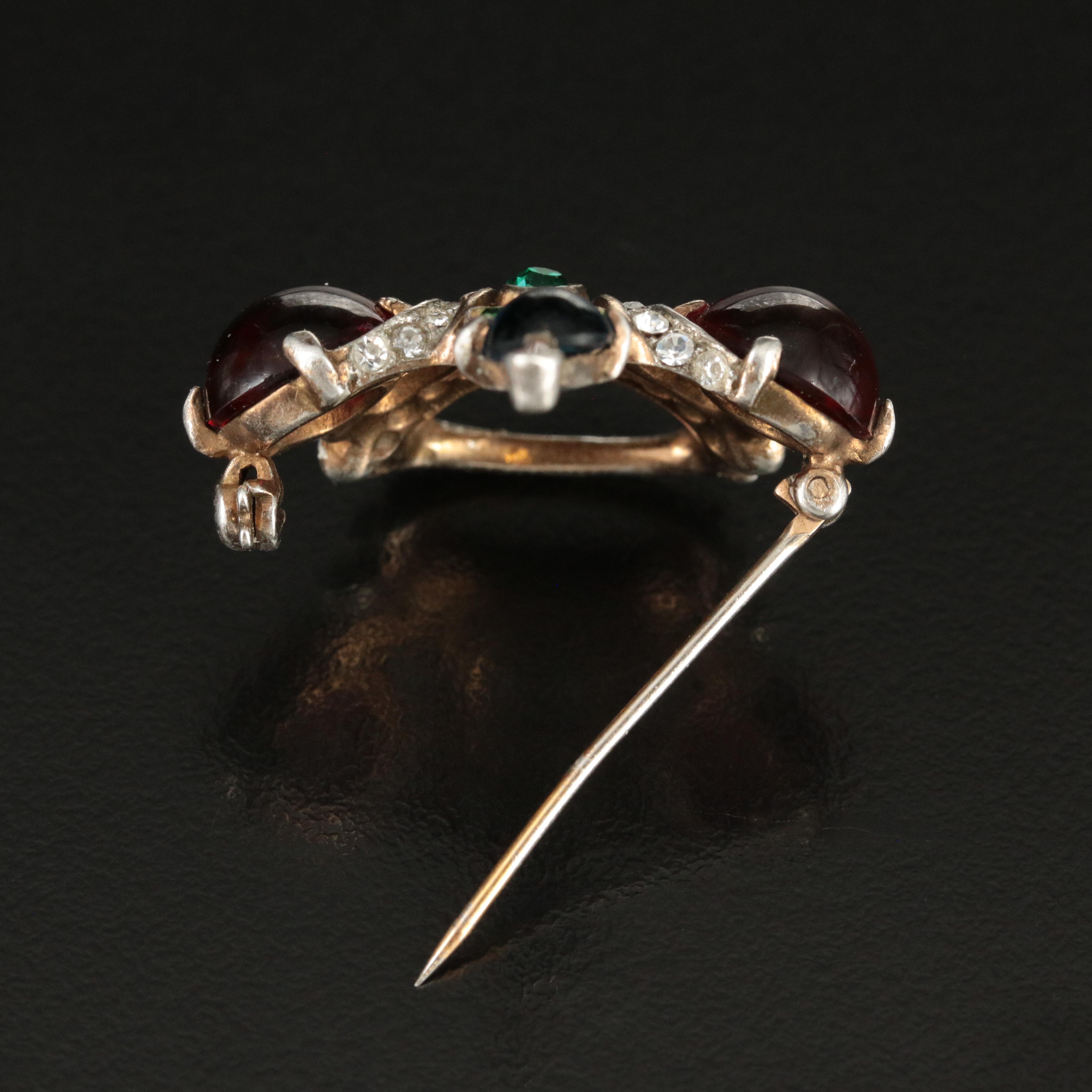 1940s Alfred Philippe Sterling Crown Trifari Rhinestone Coronation Pin ...