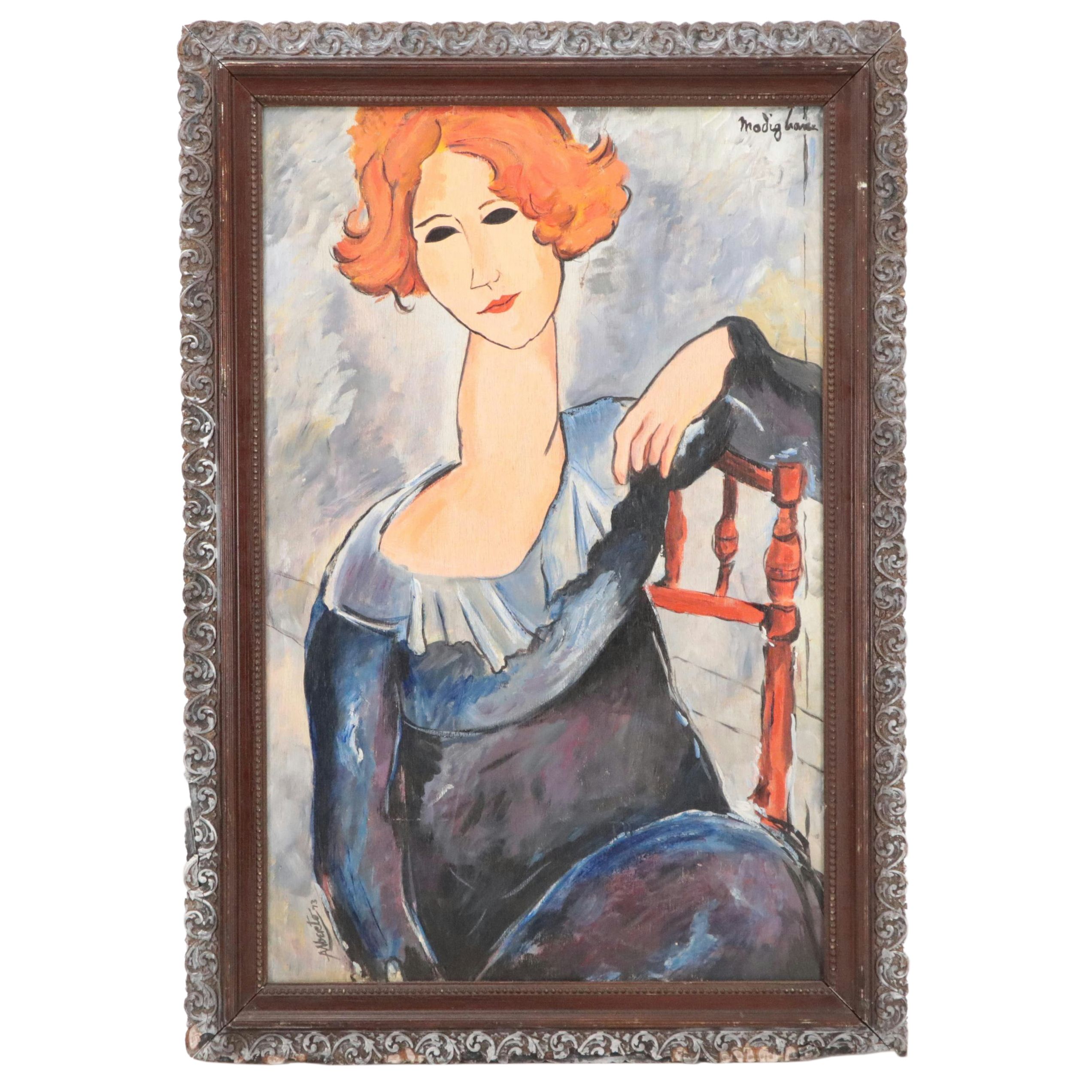 Albert "Alberto" Juliano Oil Painting After Amedeo Modigliani, 1973 | EBTH