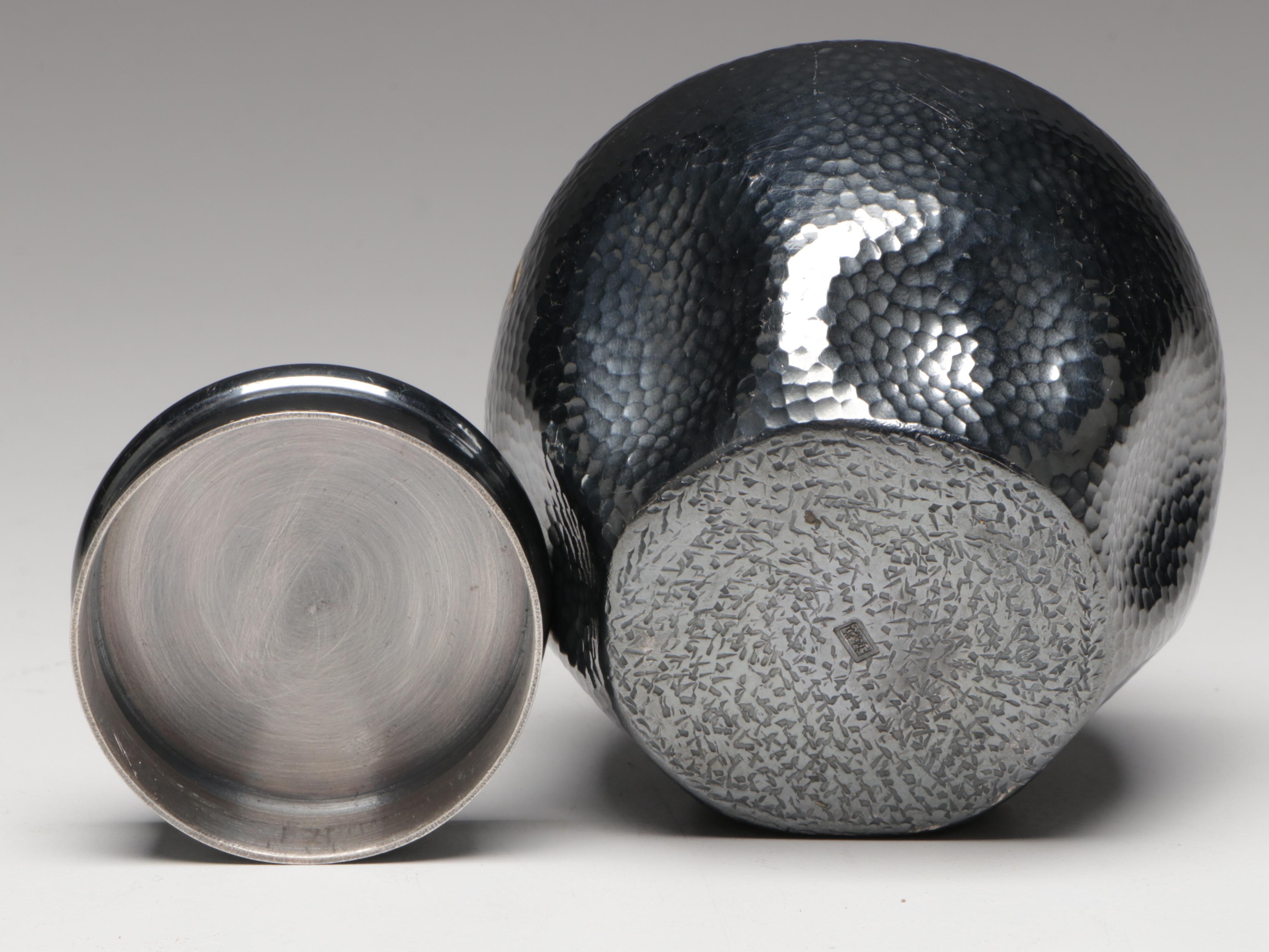 Japanese Hammered Patinated Fine Silver and Mixed Metal Ginger Jar ...