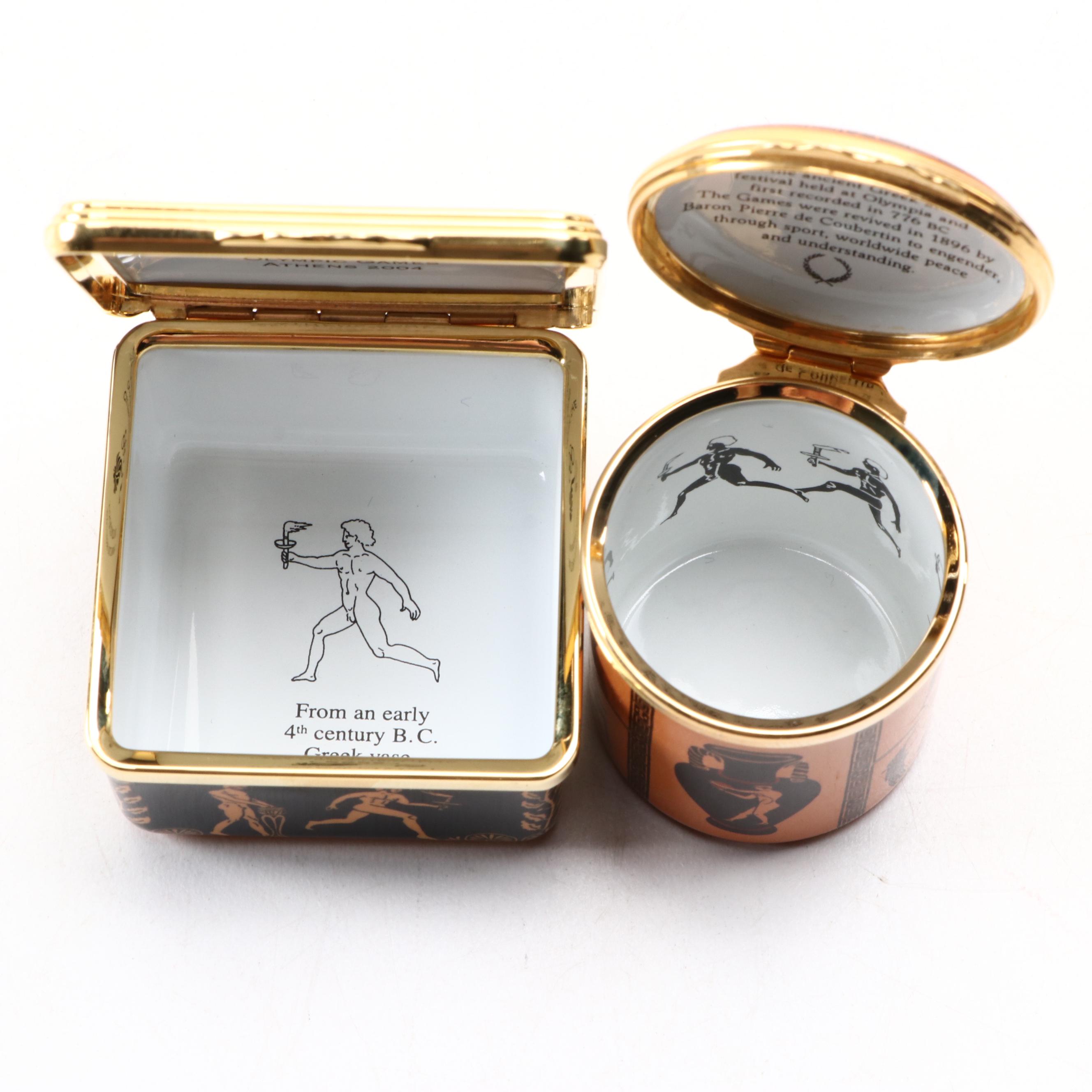 Halcyon Days Porcelain Enamel Commemorative Olympic Games Boxes | EBTH