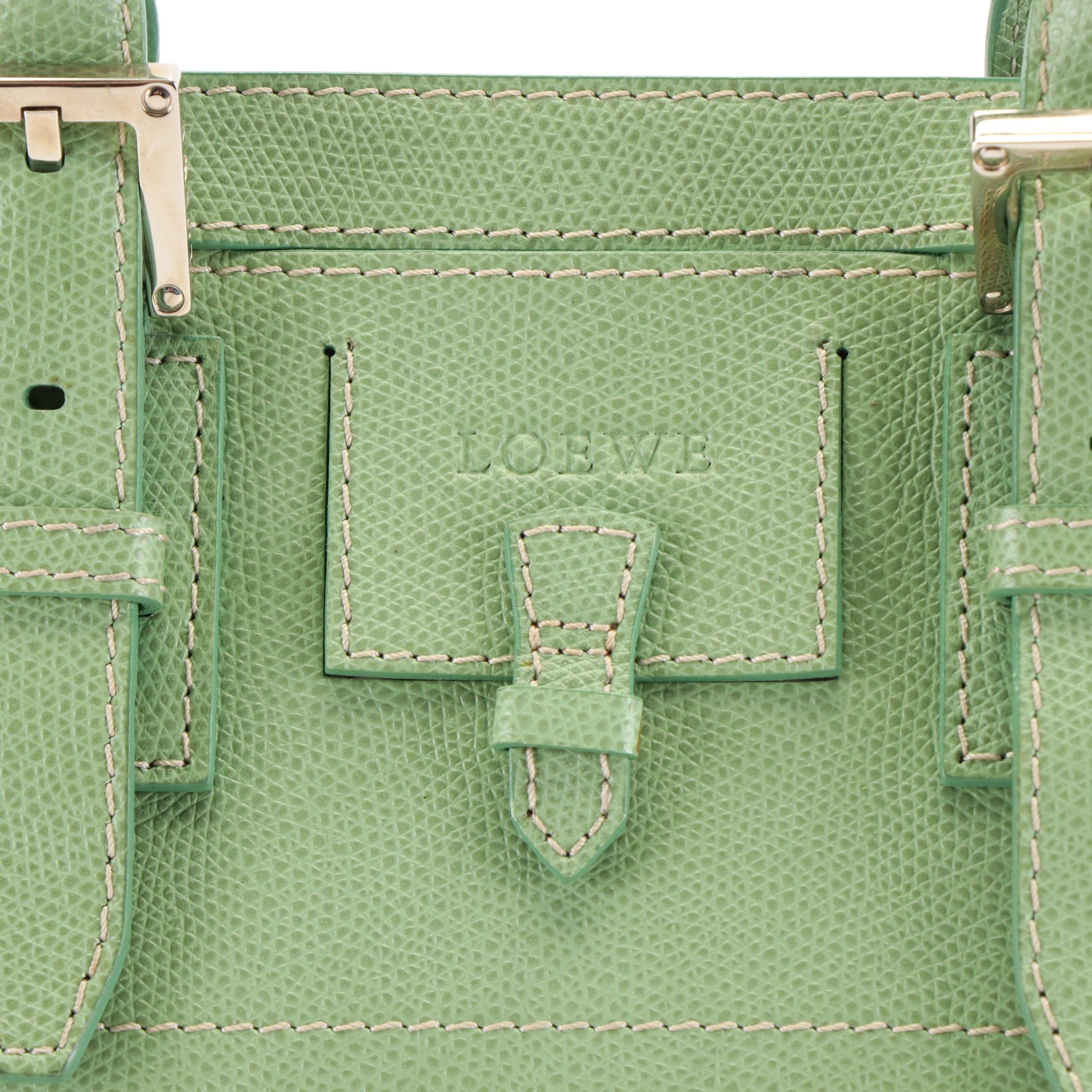 Loewe Signature Green Canvas and Leather Tote Bag | EBTH