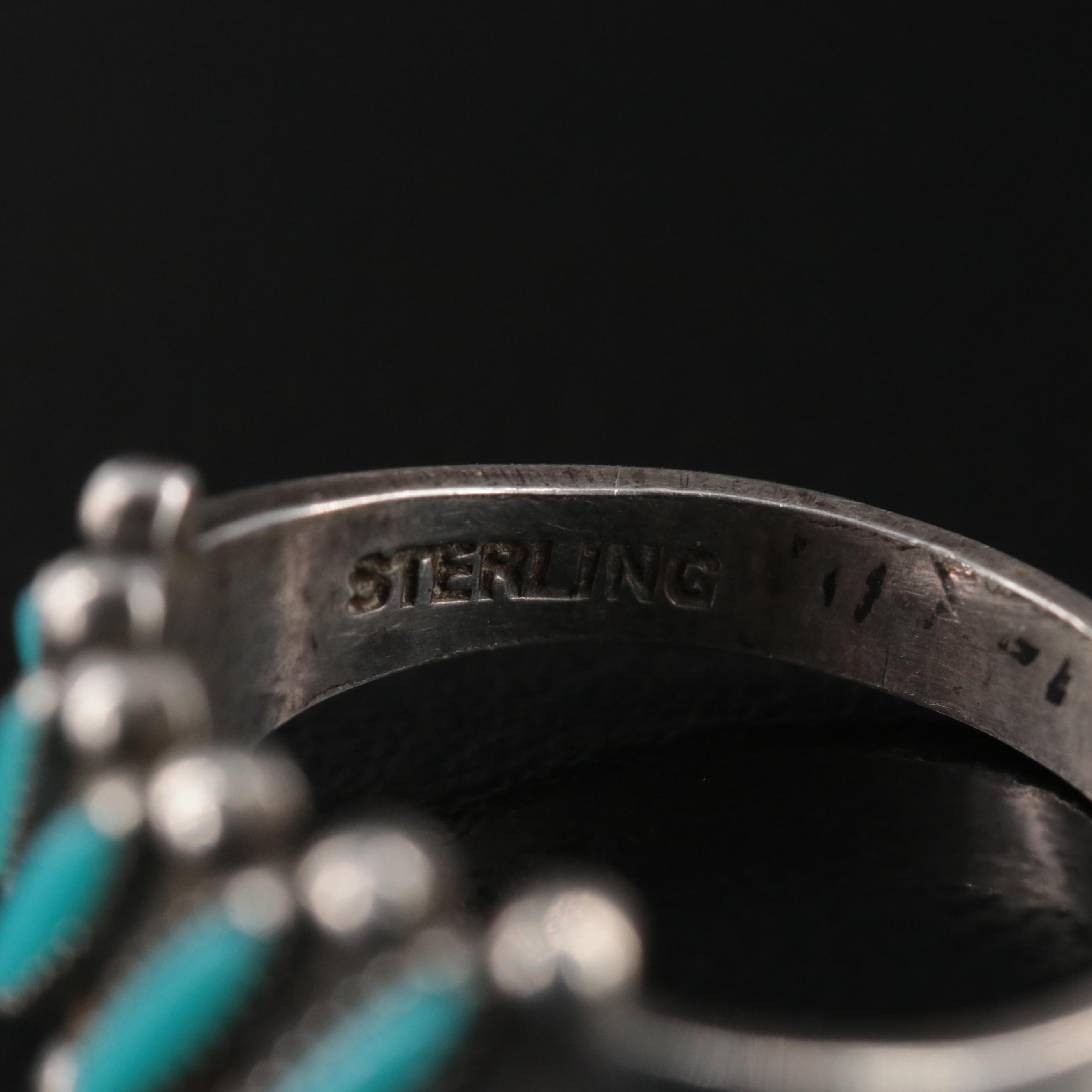 Sterling Turquoise Needlepoint Ring | EBTH