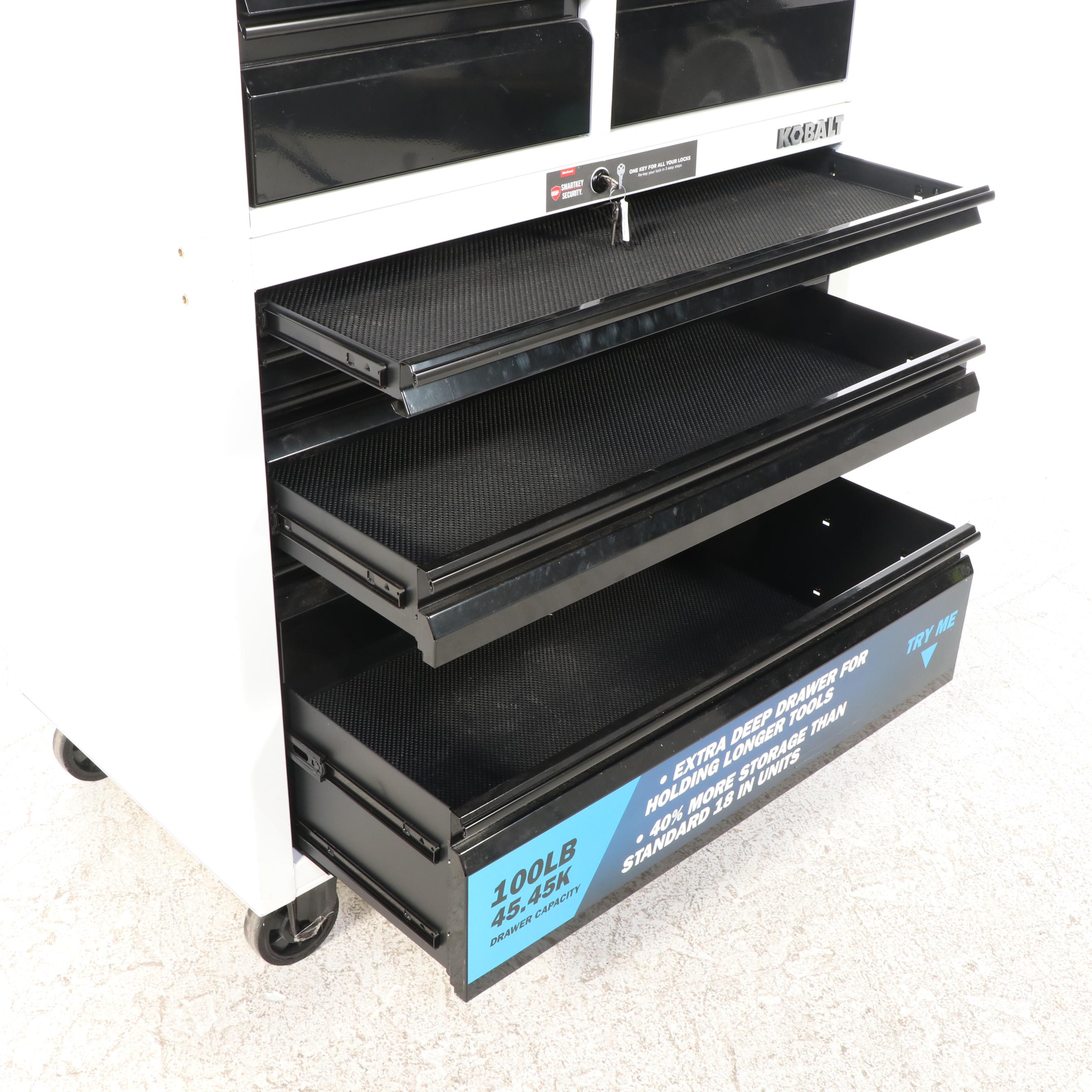 Kobalt Powder-Coated Steel Twelve-Drawer Tool Chest and Cart ...