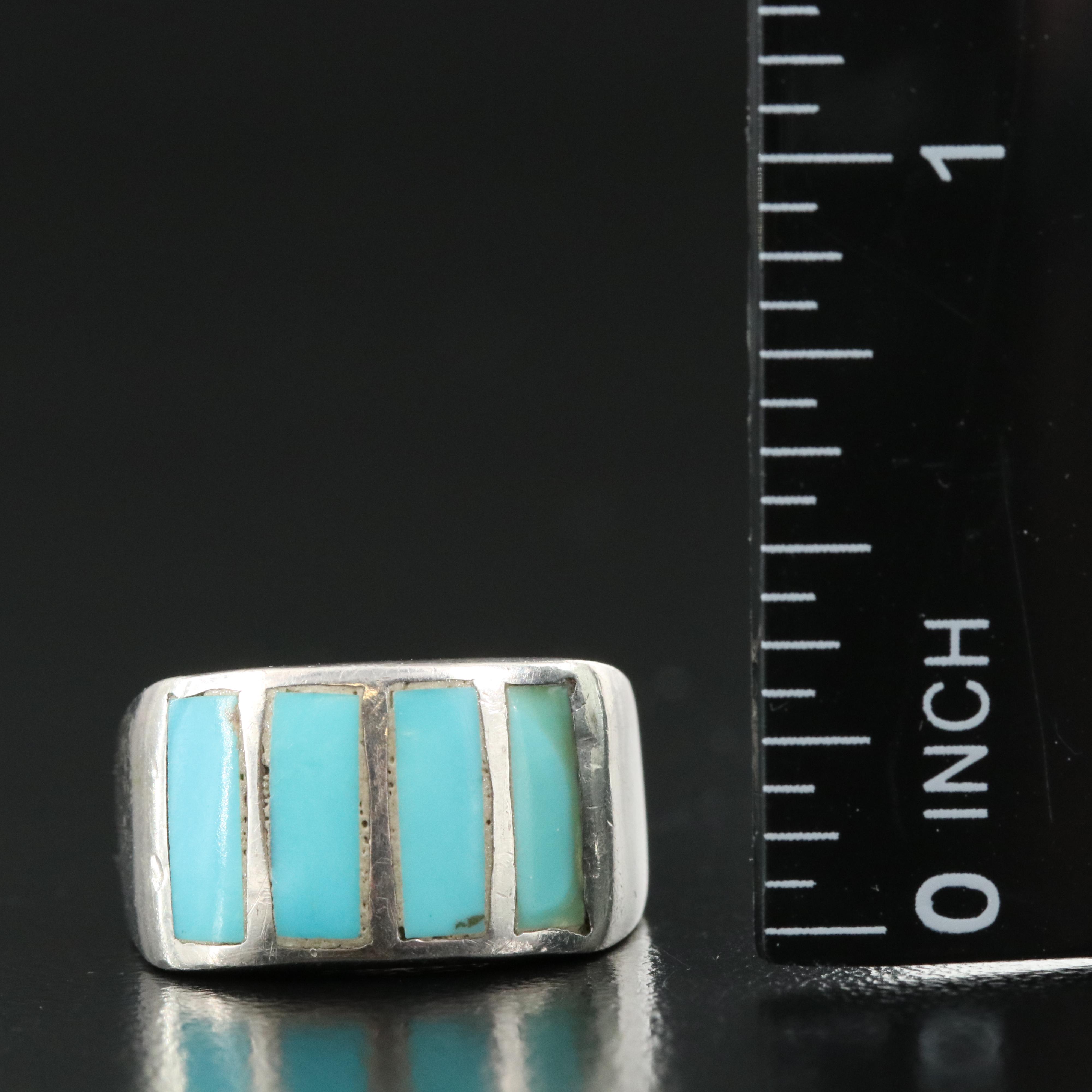 Sterling Turquoise Inlay Ring | EBTH
