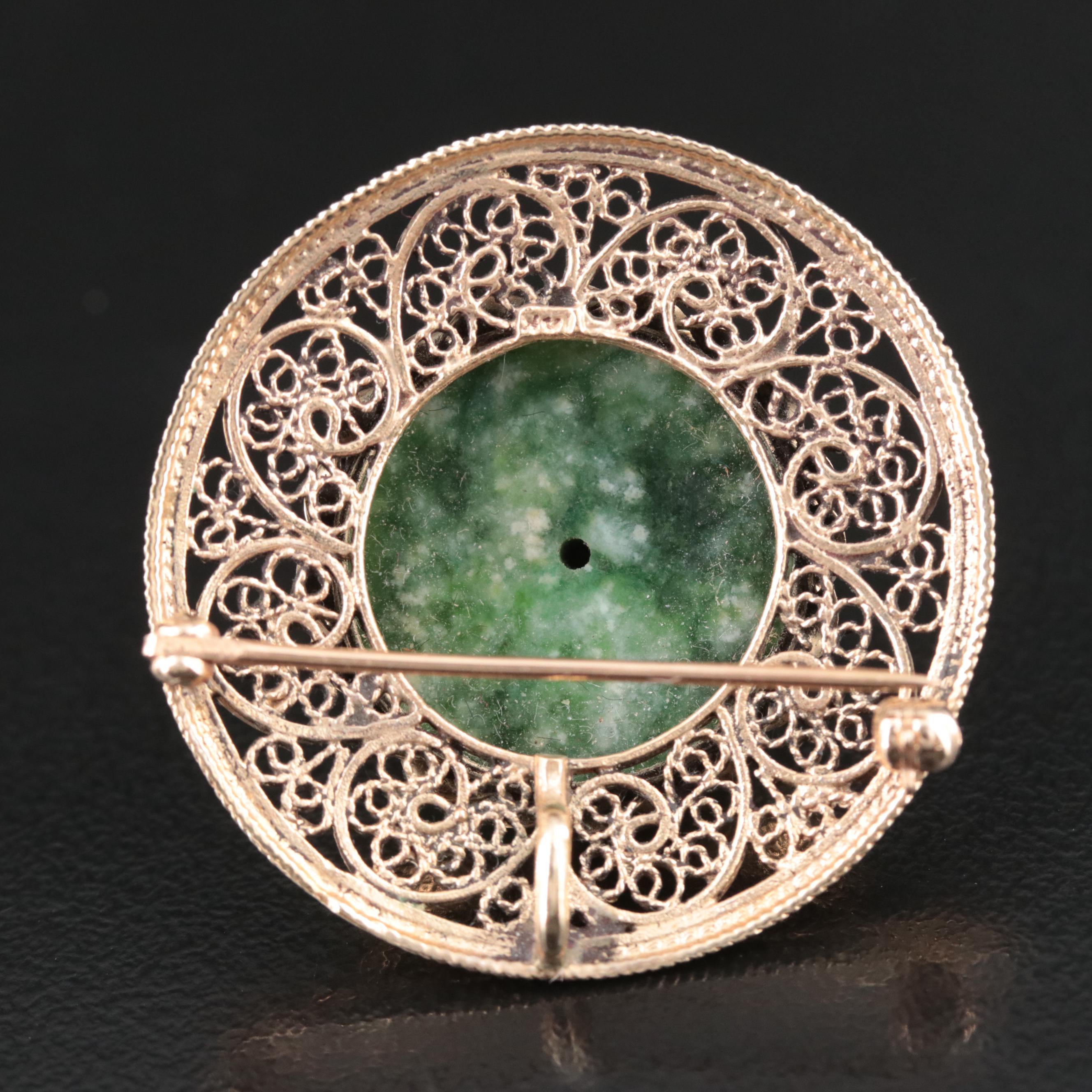 14K Connemara Marble Filigree Inlay Converter Brooch | EBTH