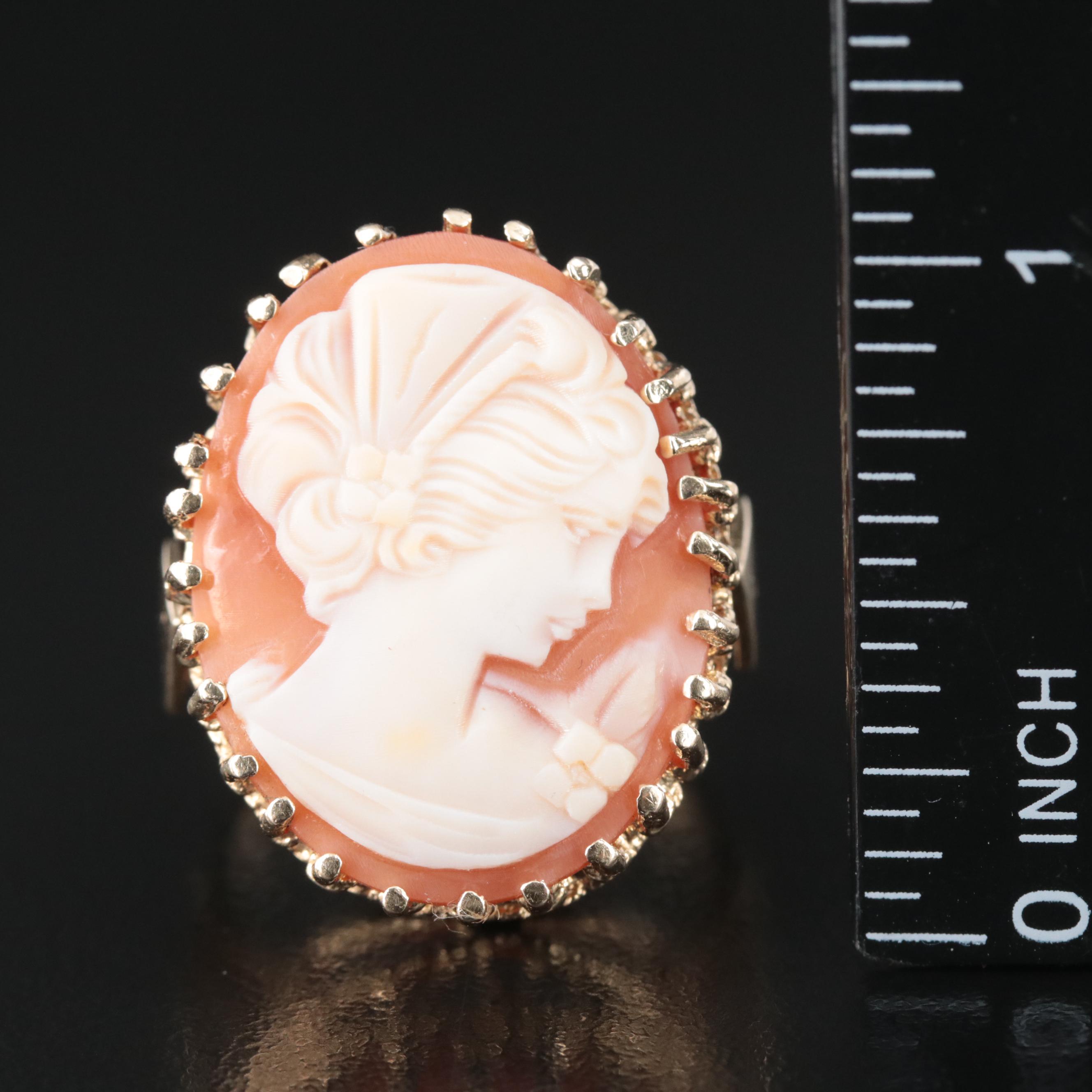 Vintage 14K Shell Cameo Ring | EBTH