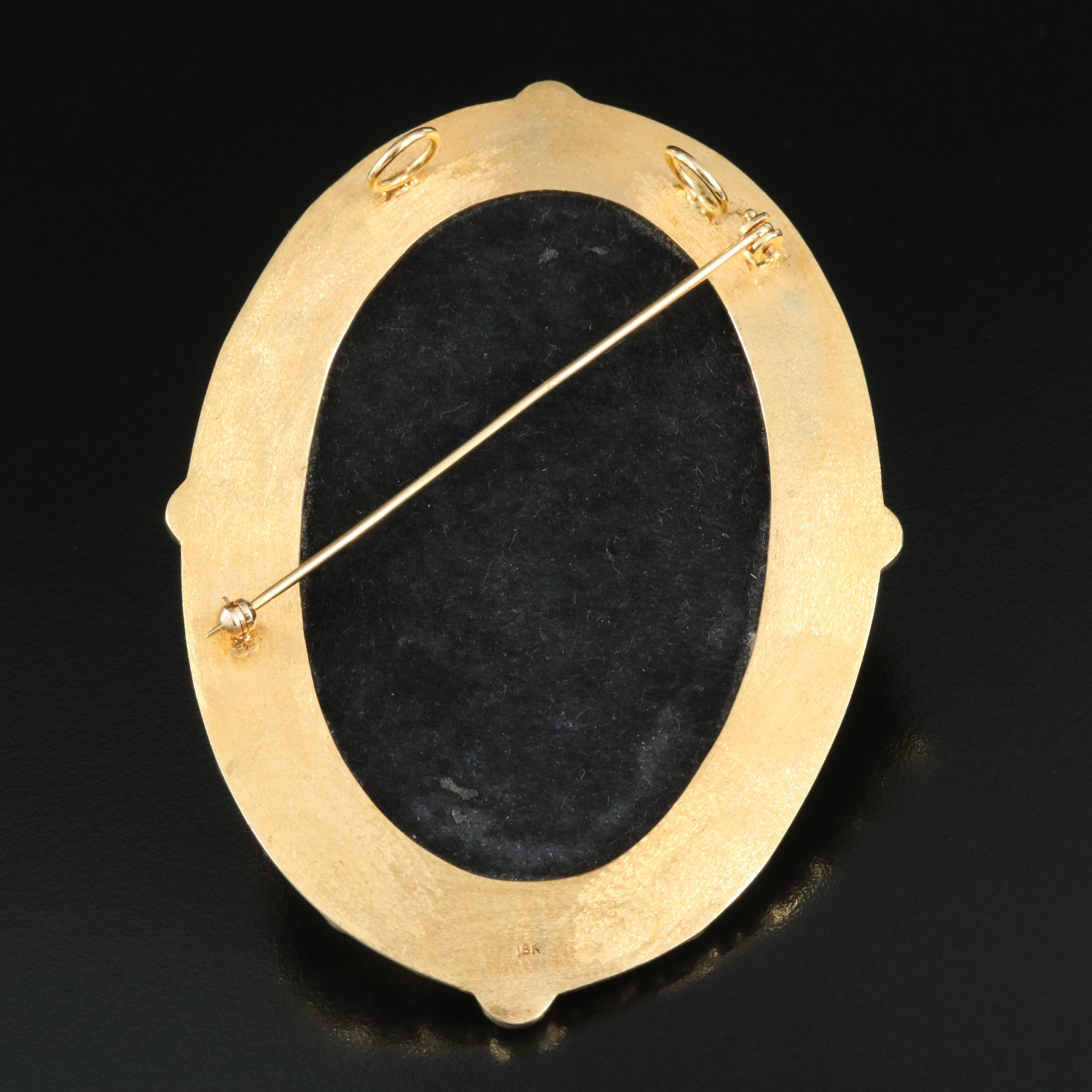 Russian 18K Hand-Painted Lacquer Portrait Pendant/Brooch with Gemstone ...