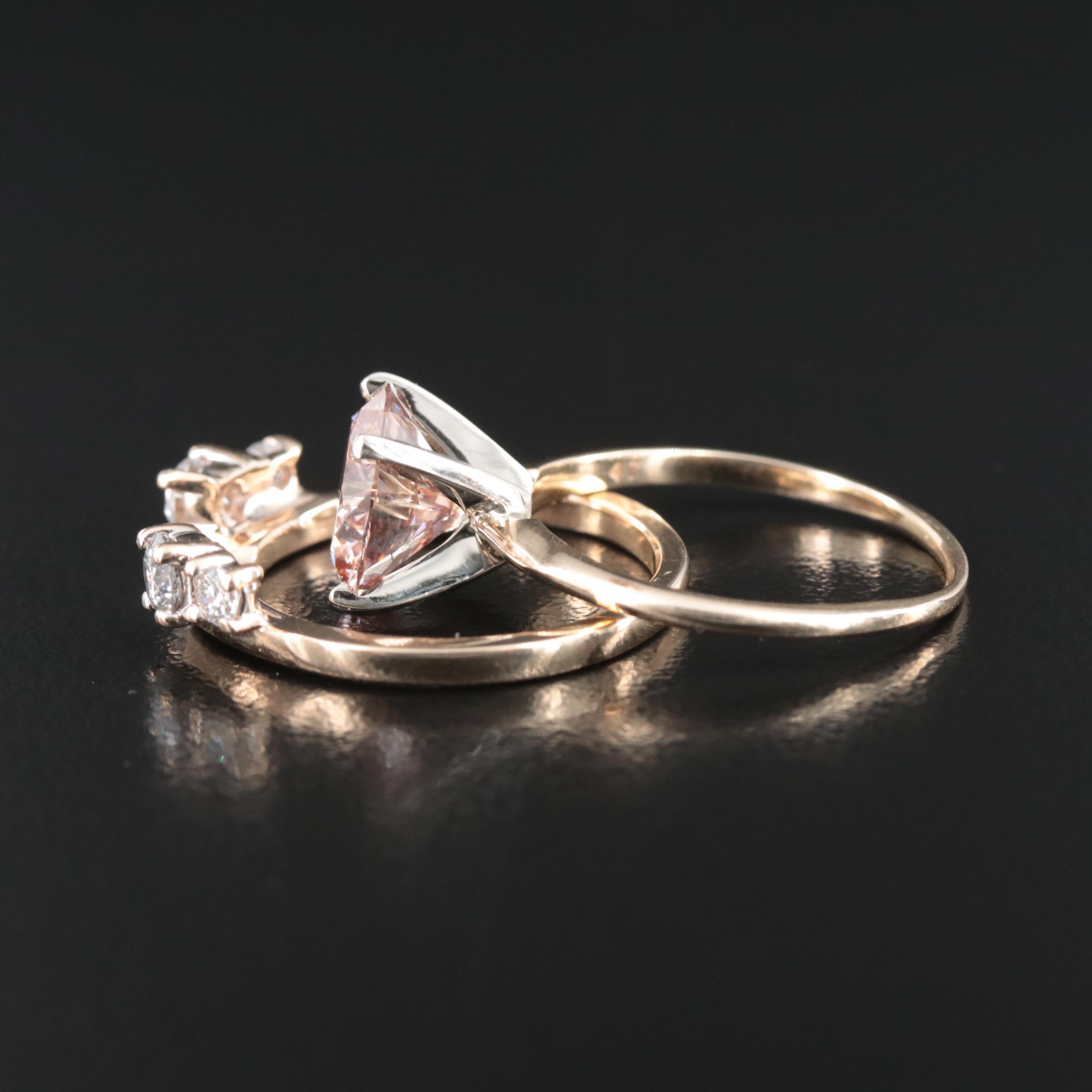 14K 3.56 CTW Diamond Ring Set with (Origin Undetermined) Fancy Color ...