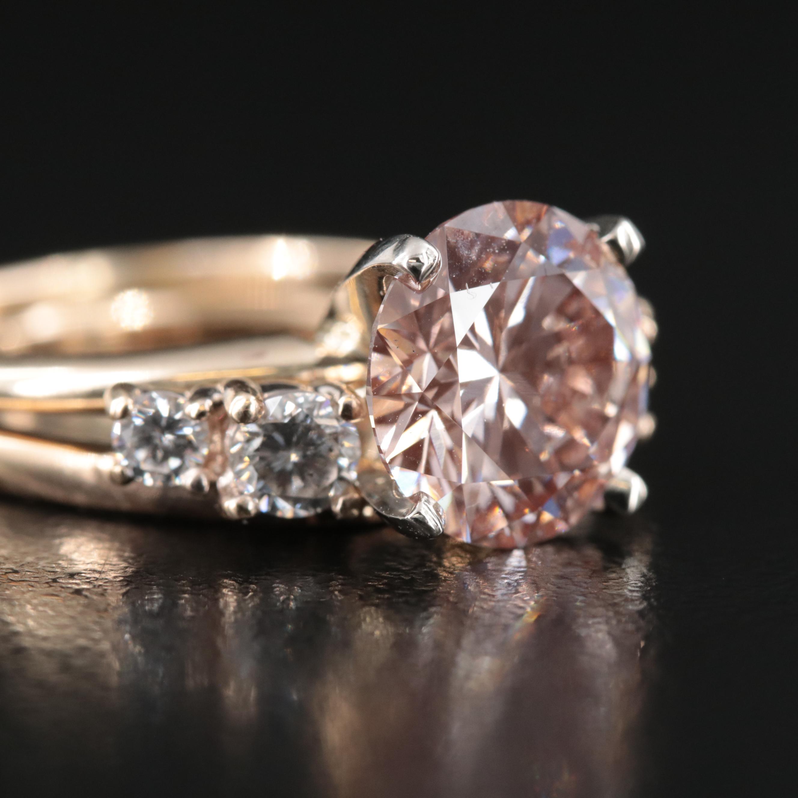 14K 3.56 CTW Diamond Ring Set with (Origin Undetermined) Fancy Color ...