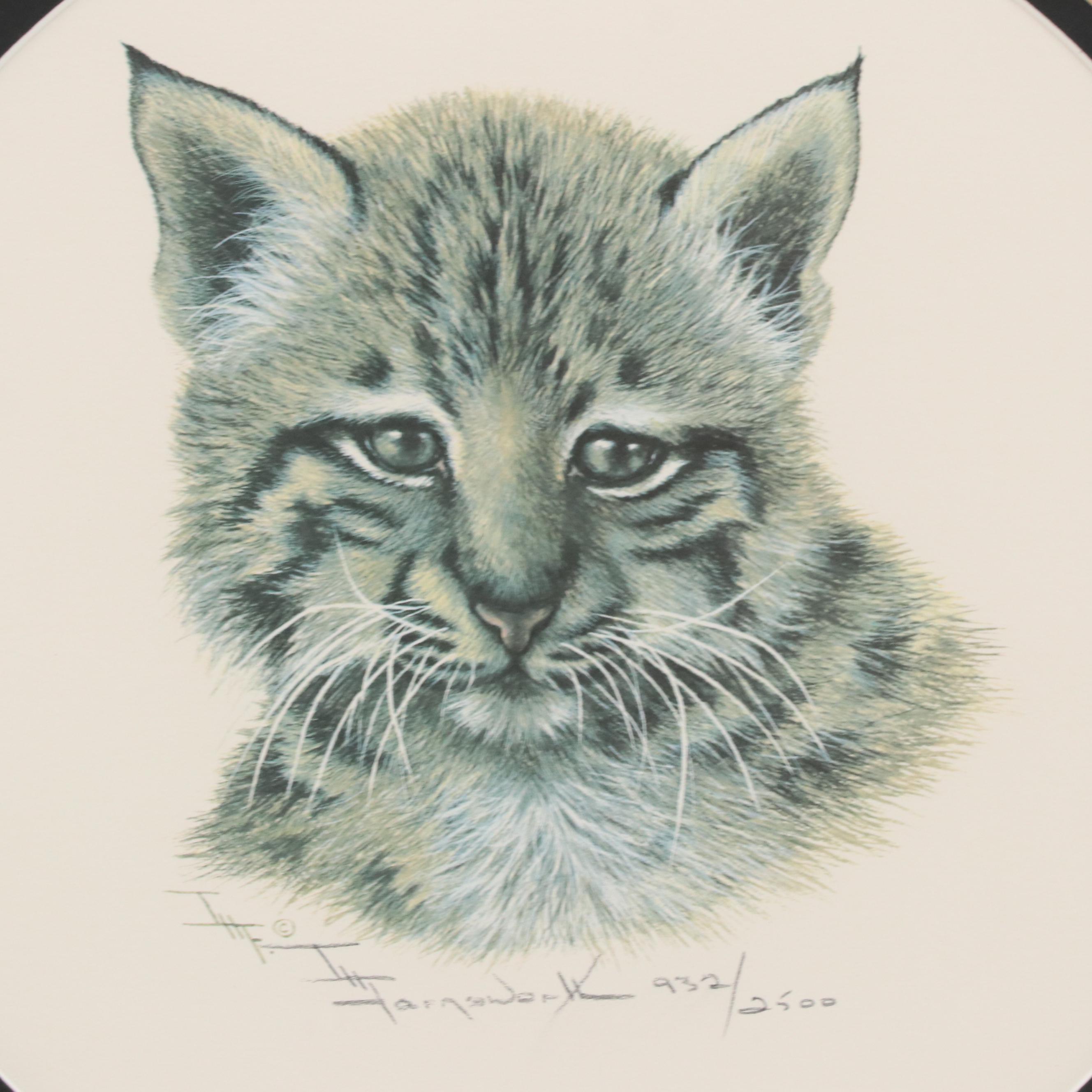 I.H. Farnsworth and Jim Oliver Lithographs "Bob Cat Kitten" & "Kentucky ...