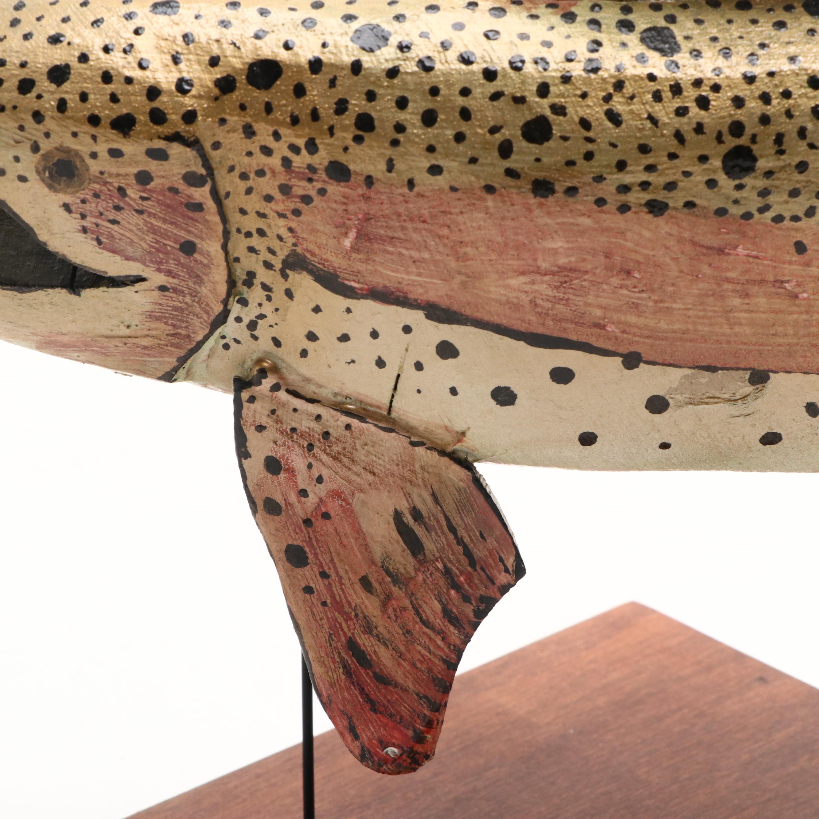 Hand-Painted Trout Fish Displays on Wooden Stands | EBTH