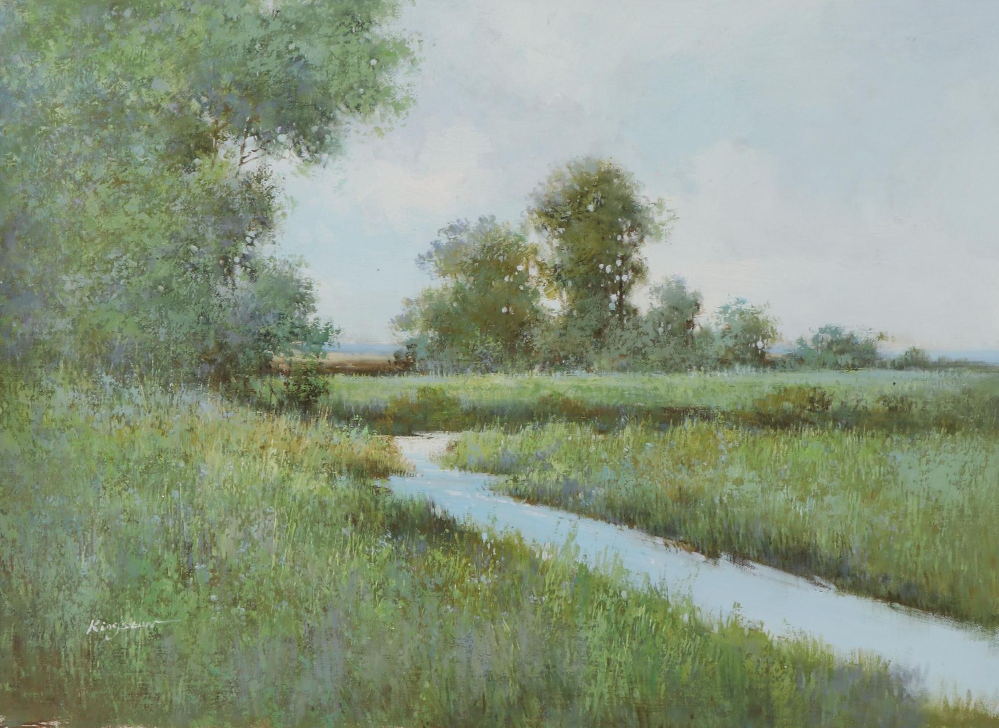 Kingston Marsh Landscape Oil Painting, 21st Century | EBTH