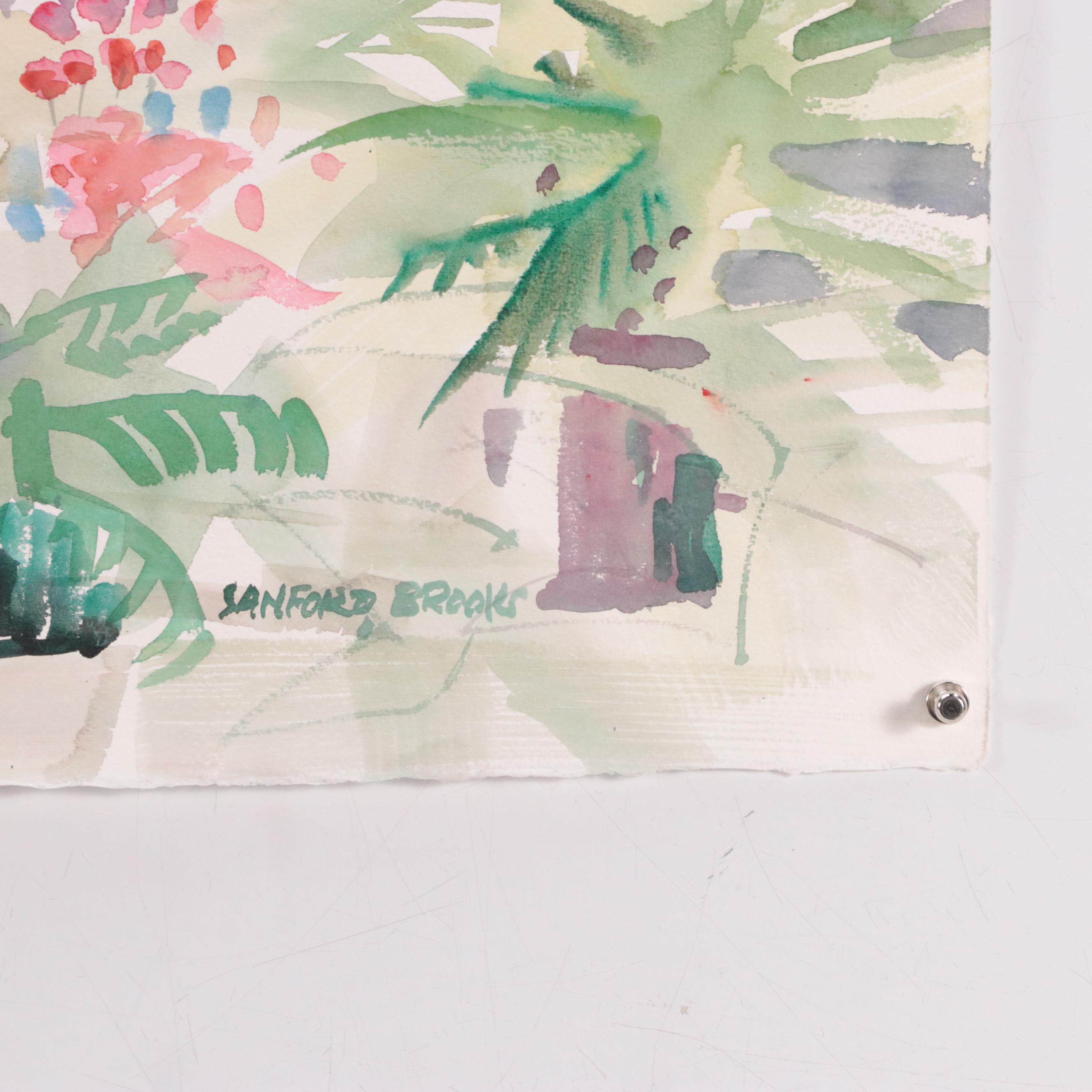 Sanford Mitchell “Samp” Brooks Modern Watercolor Painting of Floral ...