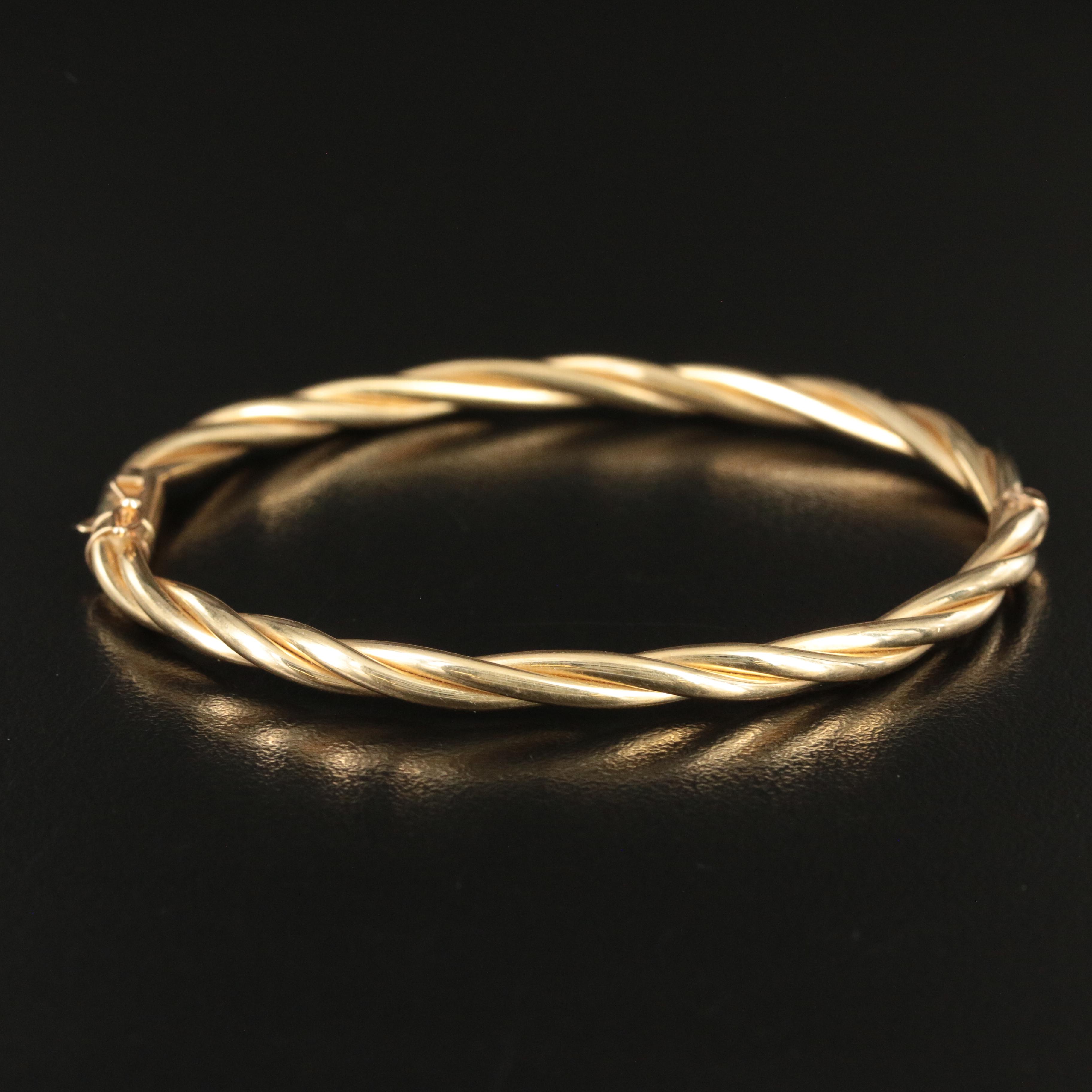 14K Twisted Hinged Bangle | EBTH