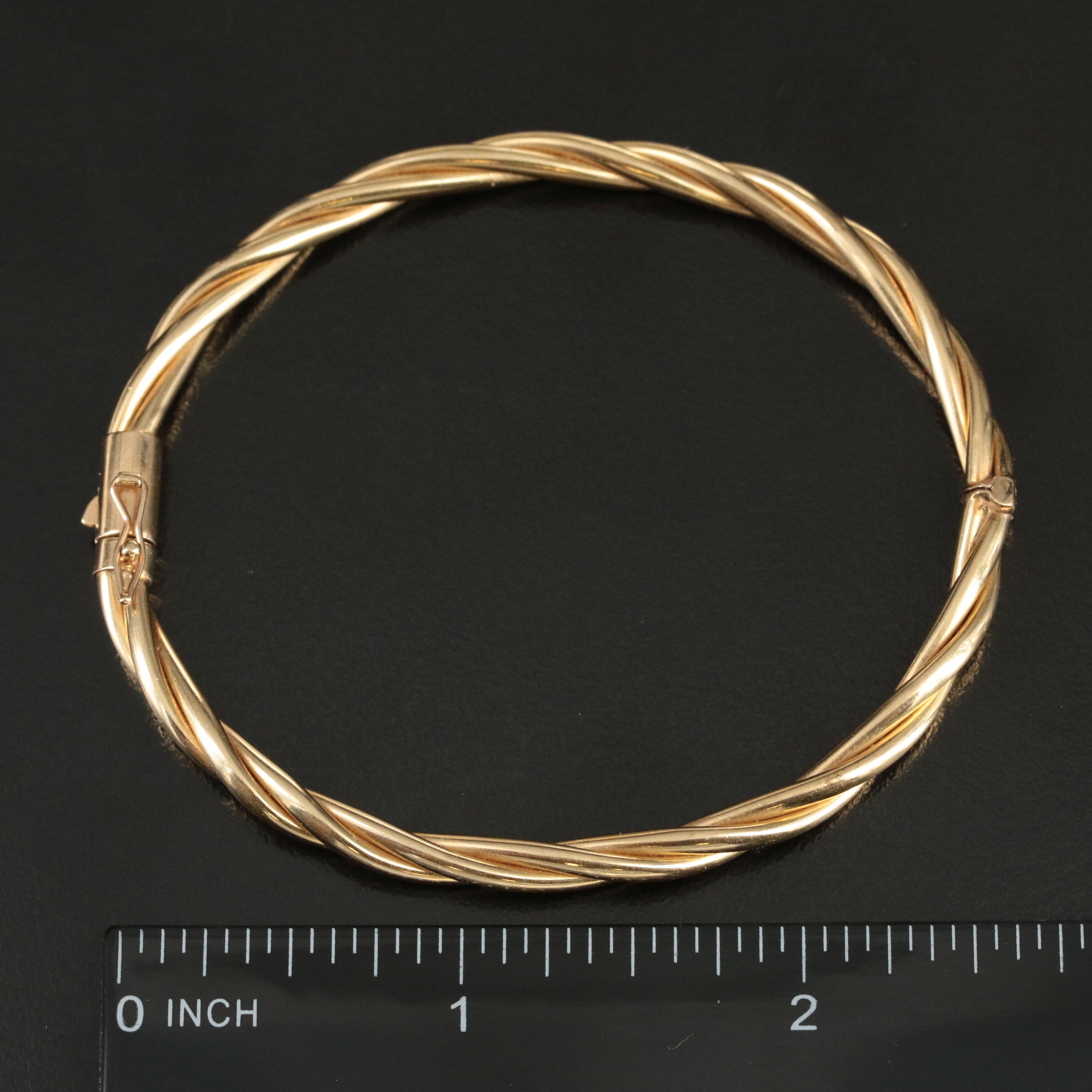14K Twisted Hinged Bangle | EBTH