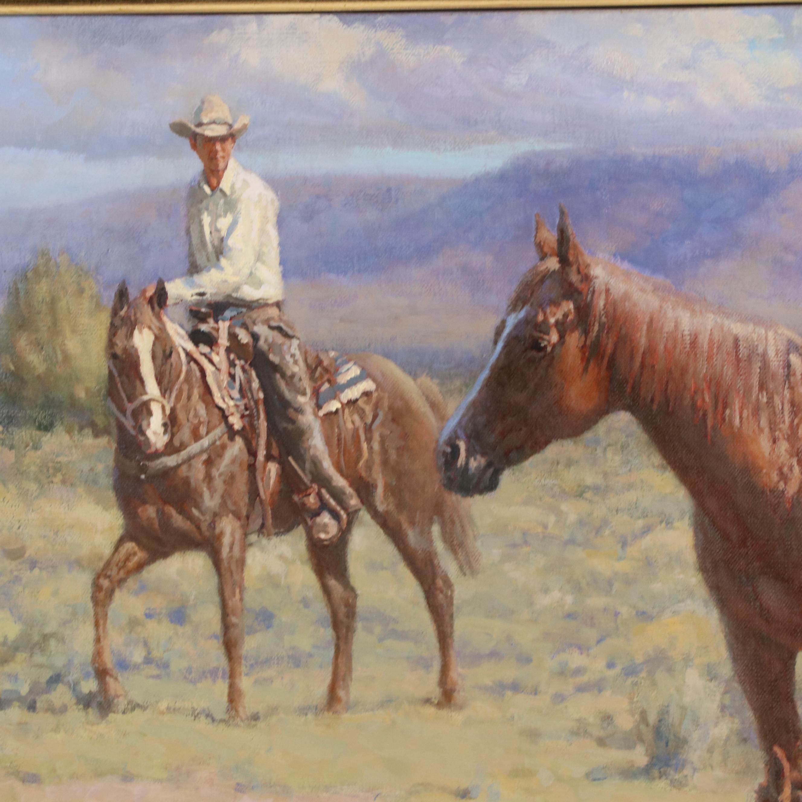 Wayne Baize Western Genre Oil Painting "A Closer Look," 1995 | EBTH