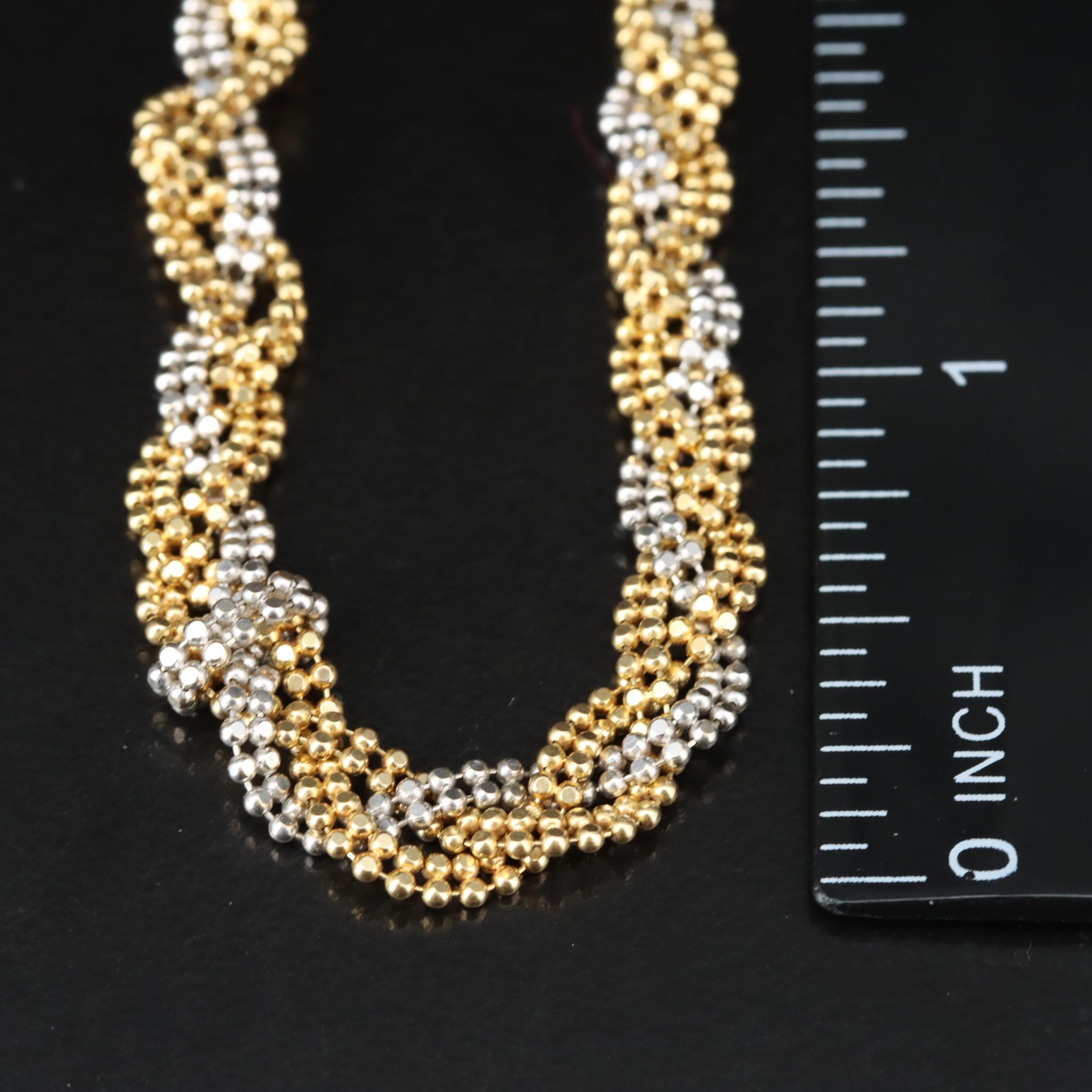 18K Two-Tone Bead Braided Necklace | EBTH
