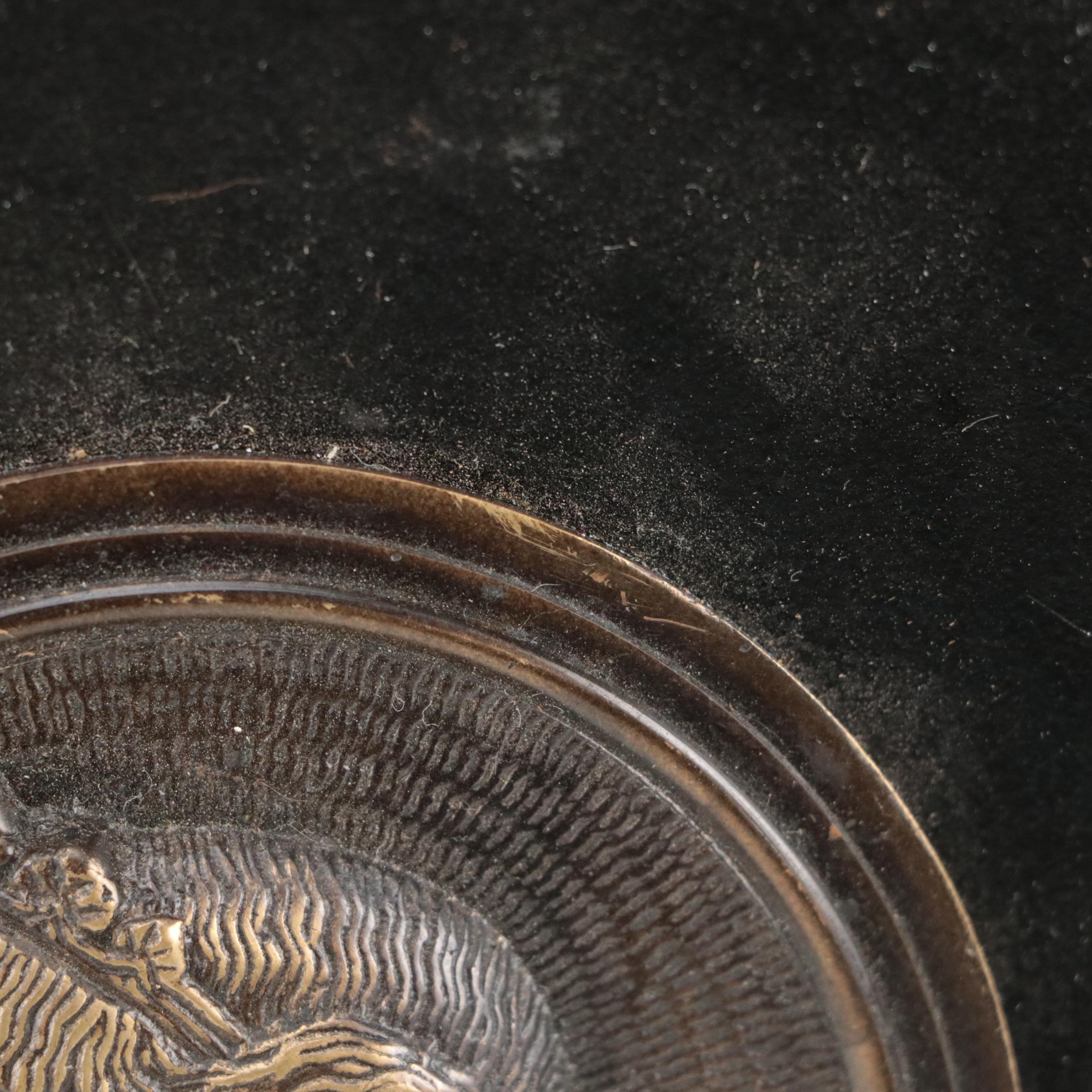 Neoclassical Style Bronze Tazza With Female Figural Base and Low Relief ...