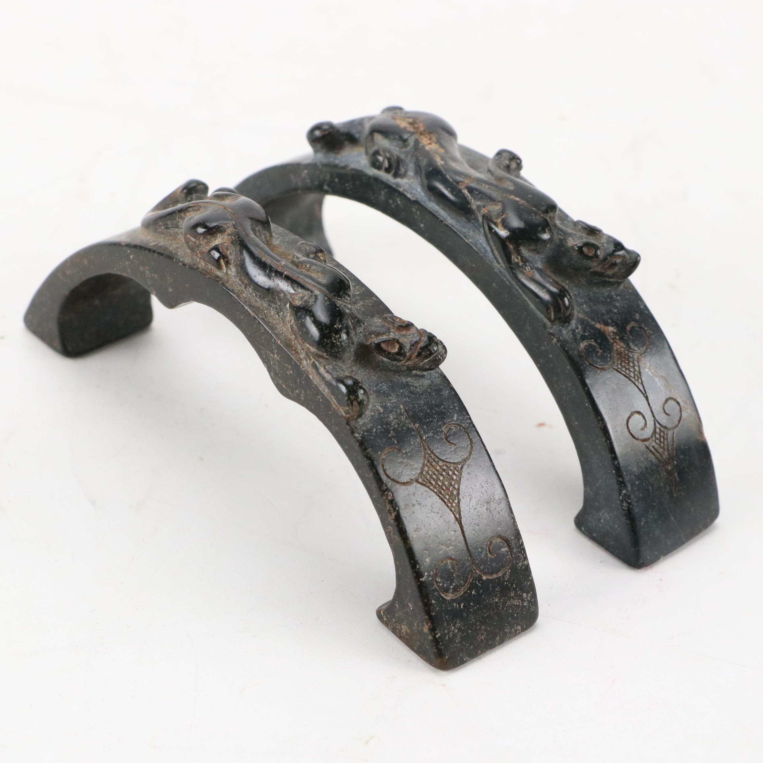 Chinese Hardstone Arched Scroll Weights | Everything But The House