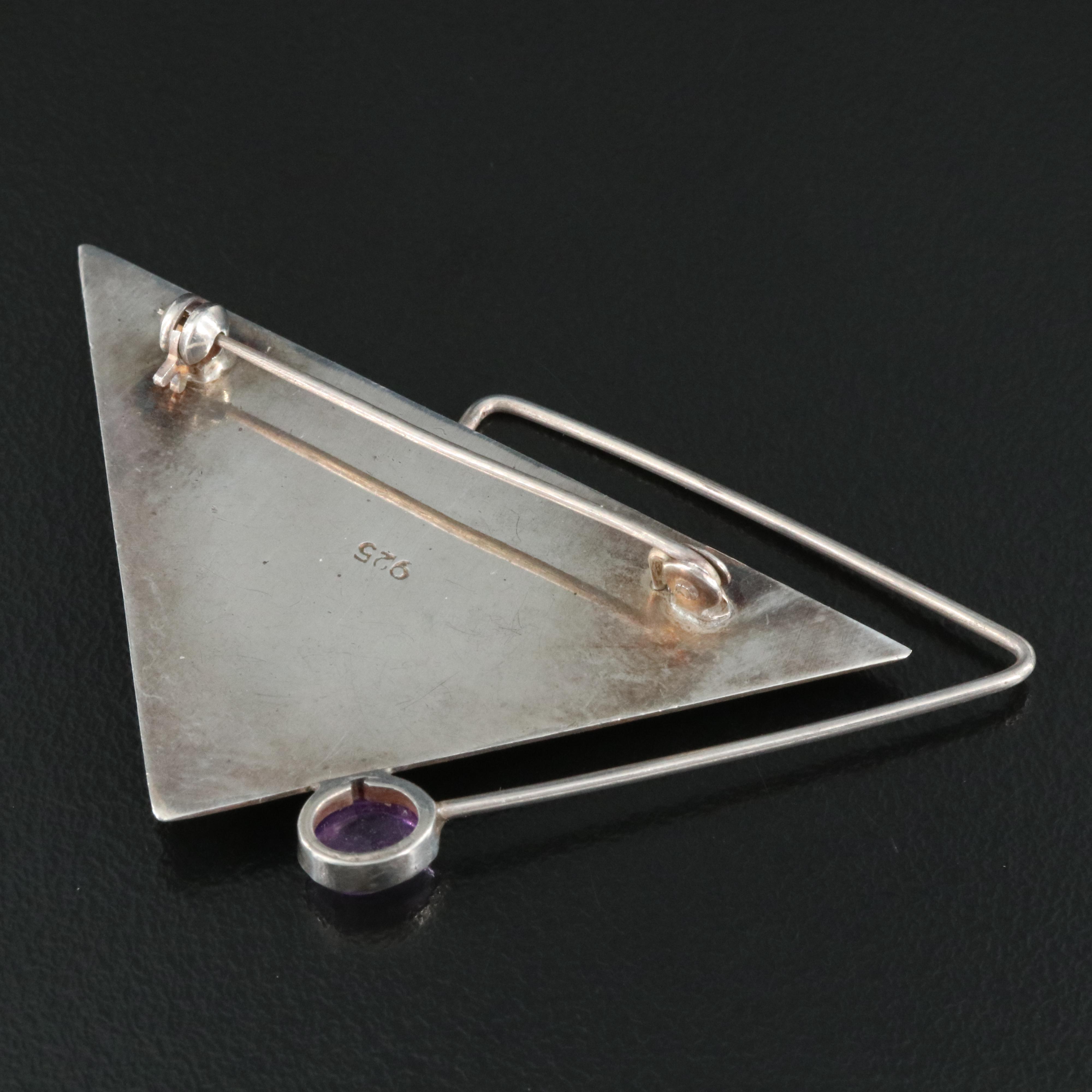 Sterling Amethyst Triangle Brooch | EBTH