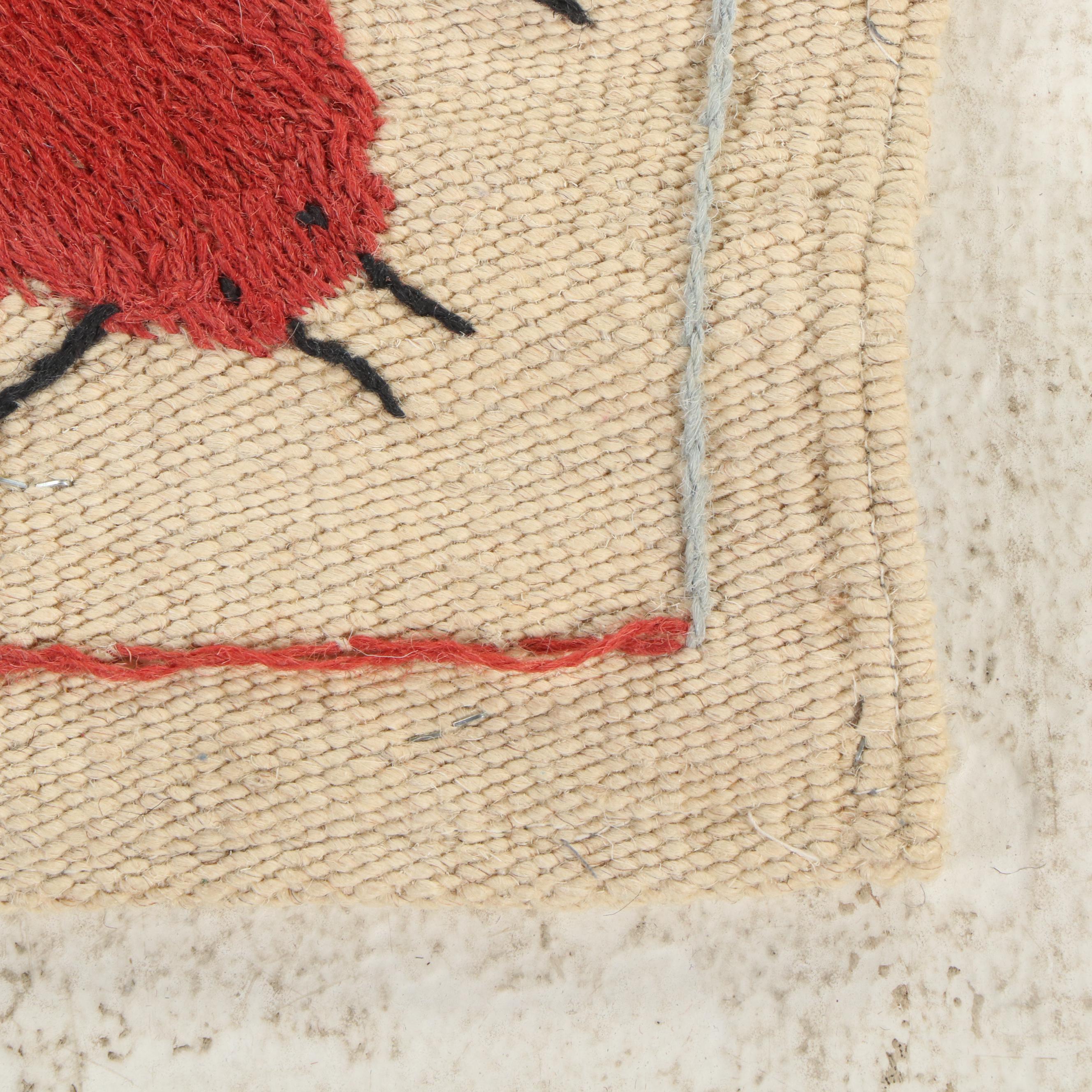 3'11 x 6' Handmade Woven Indian Area Rug with Embroidered Insects and ...