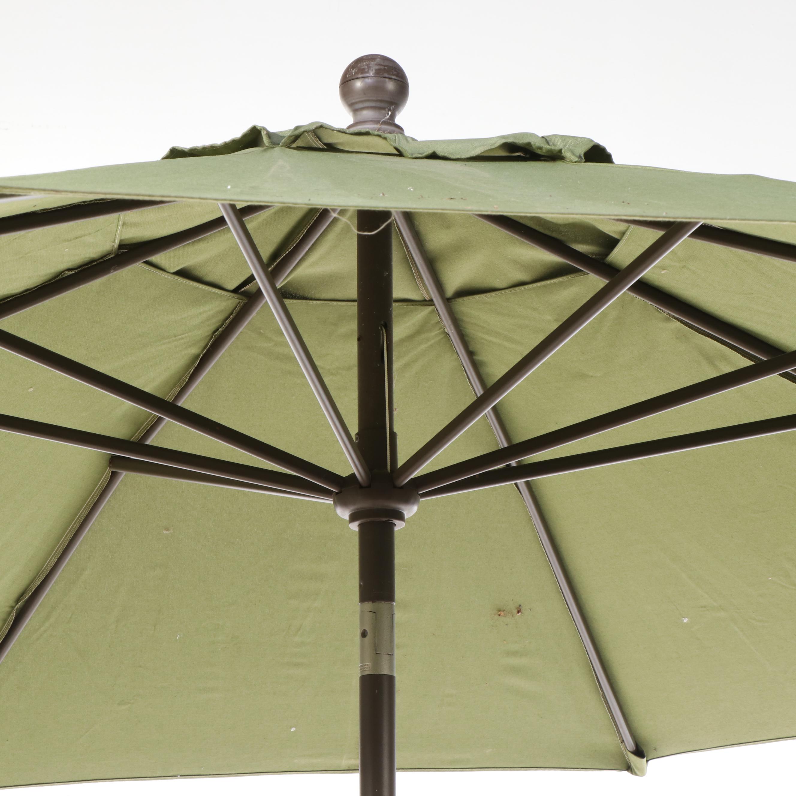 Sunbrella Green Patio Umbrella with Rolling Base | EBTH