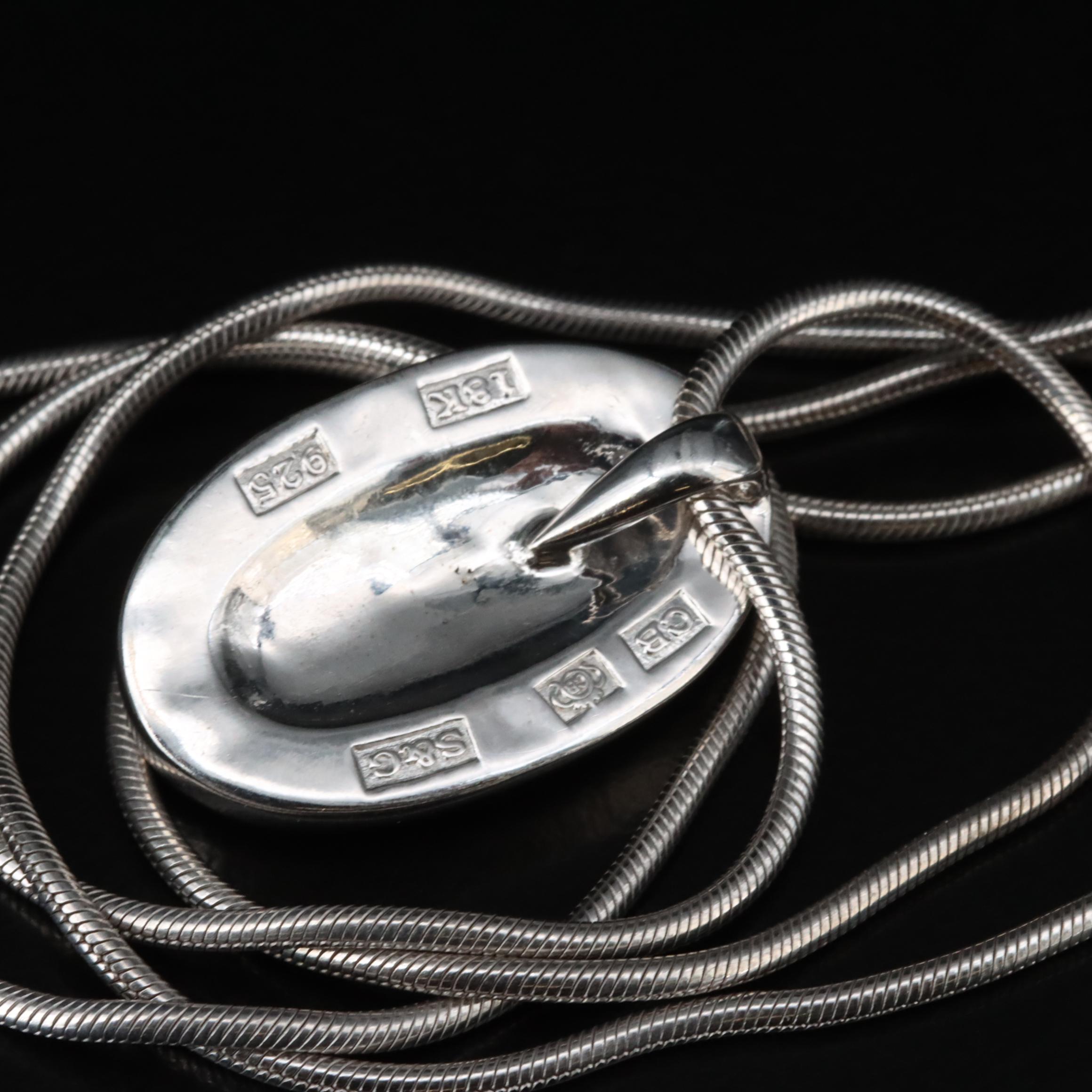 Carl BlackBurn Sterling Diamond Pendant Necklace with 18K Accents | EBTH