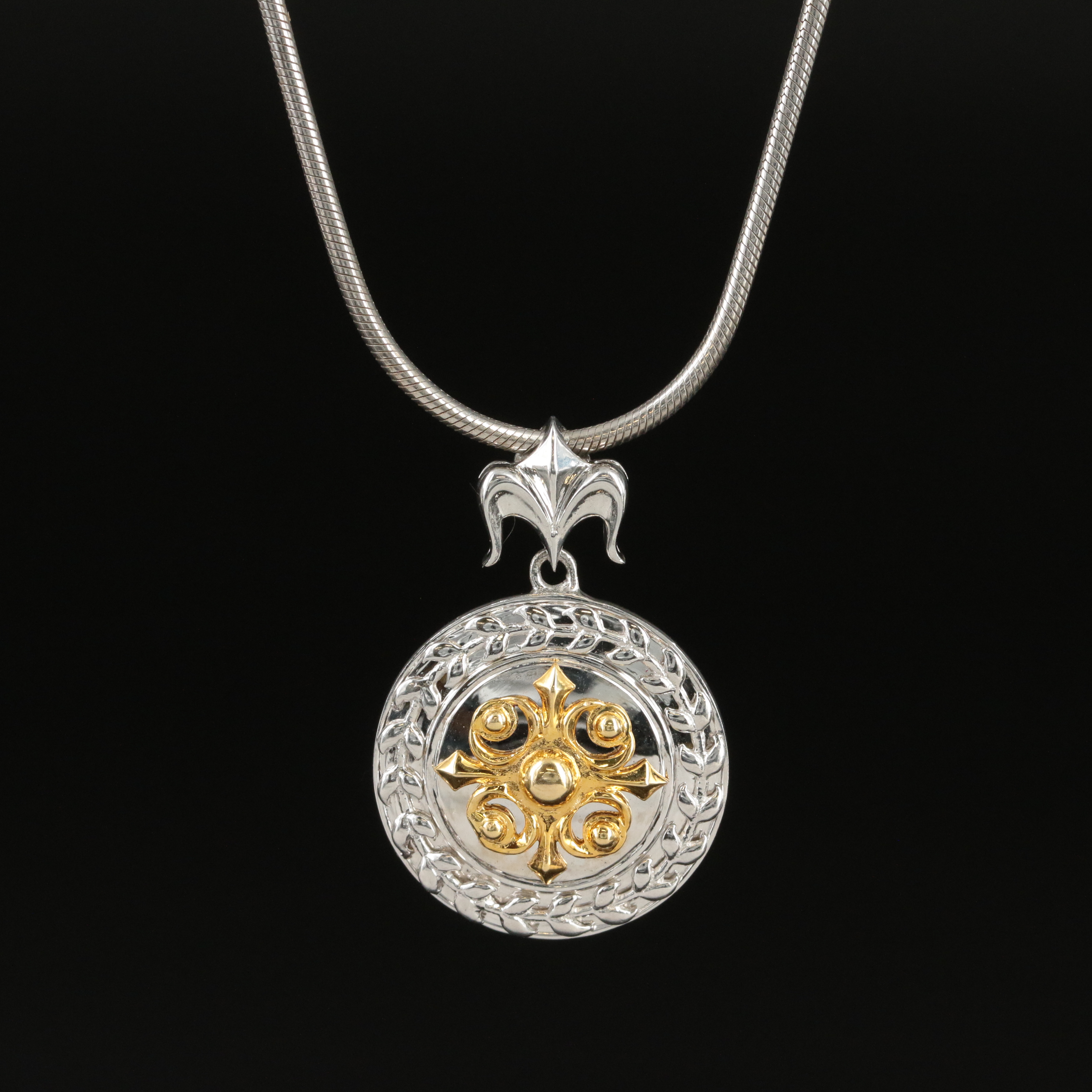 Carl Blackburn Sterling Pendant Necklace with 18K Maltese Cross Accent ...