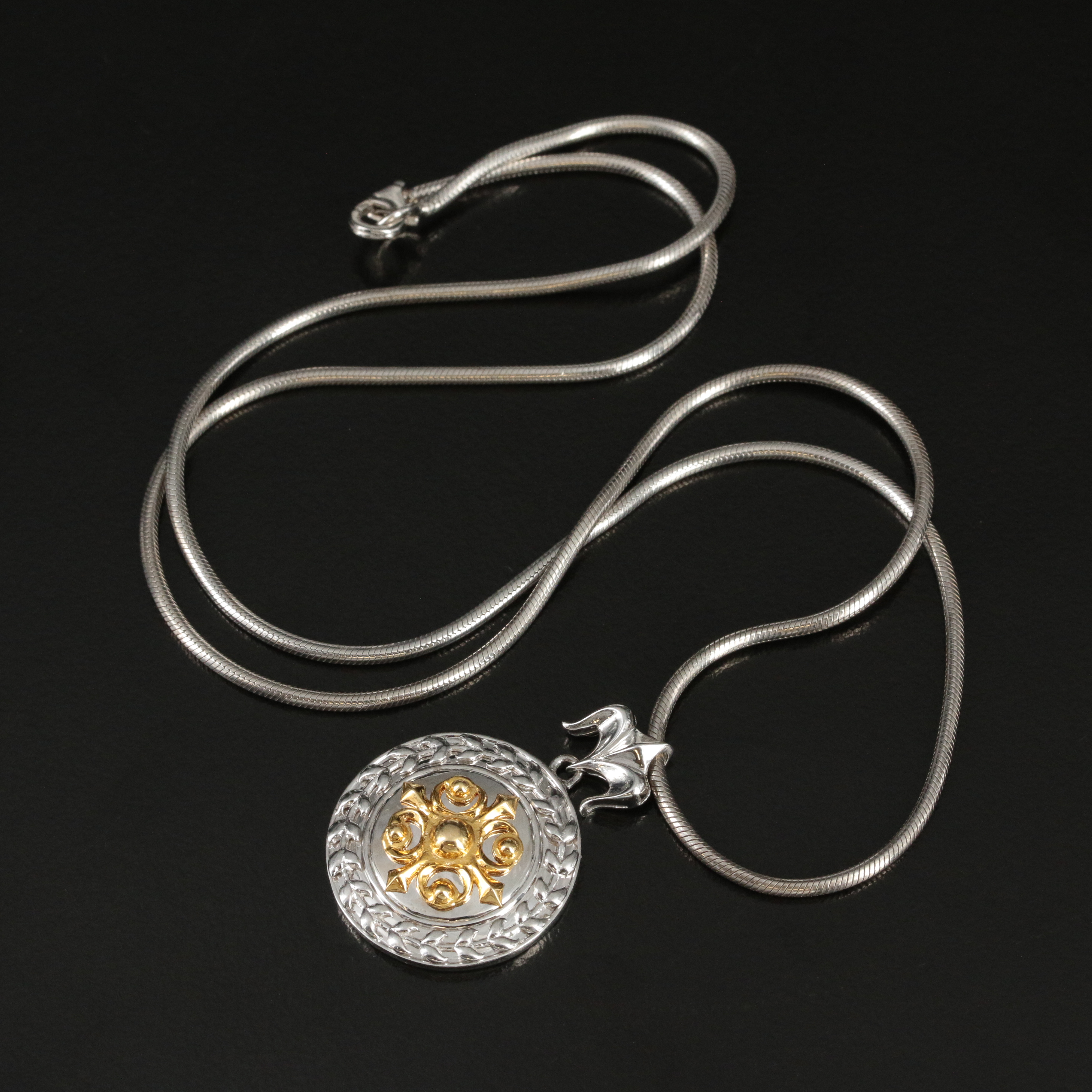 Carl Blackburn Sterling Pendant Necklace with 18K Maltese Cross Accent ...