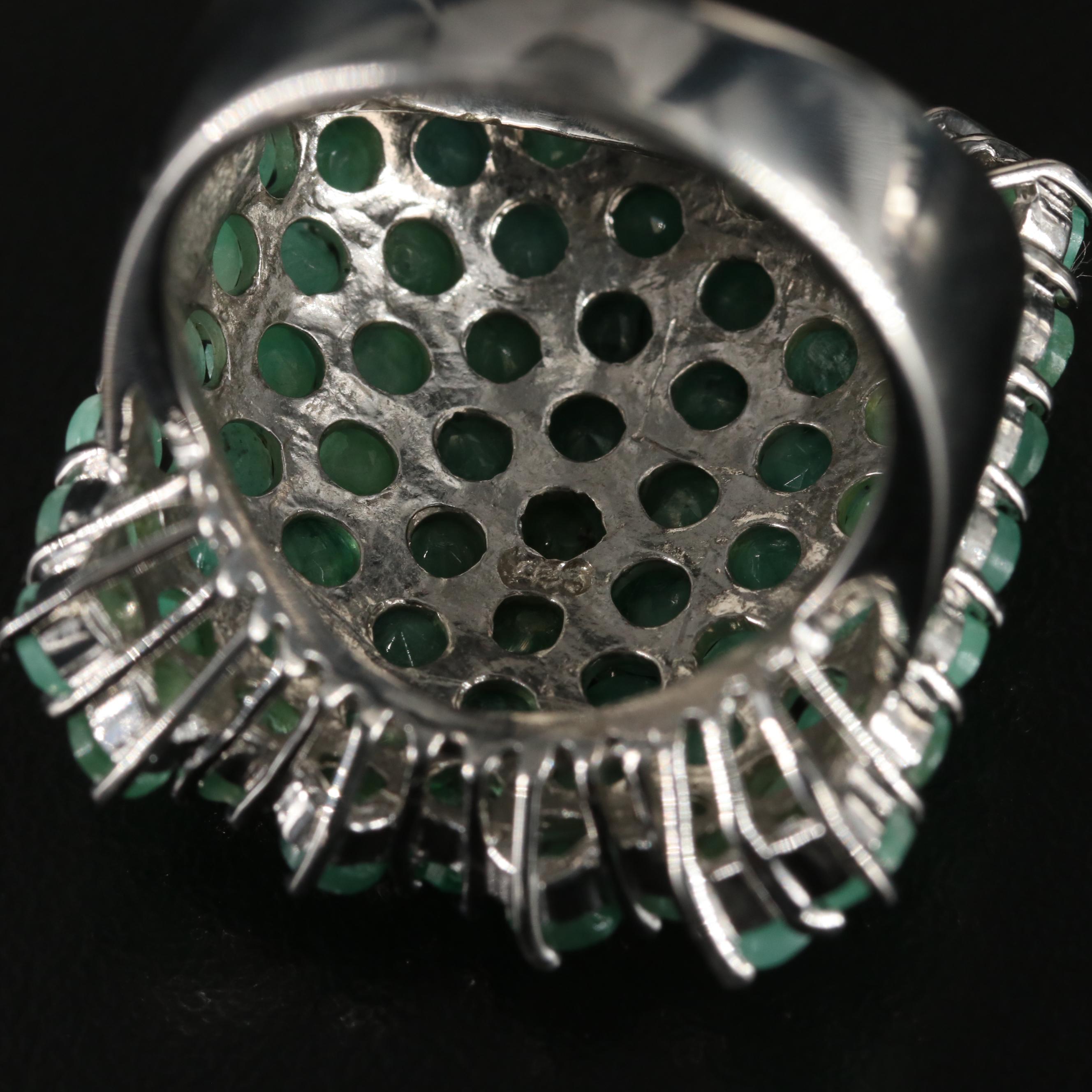 Sterling Emerald Cluster Ring | EBTH
