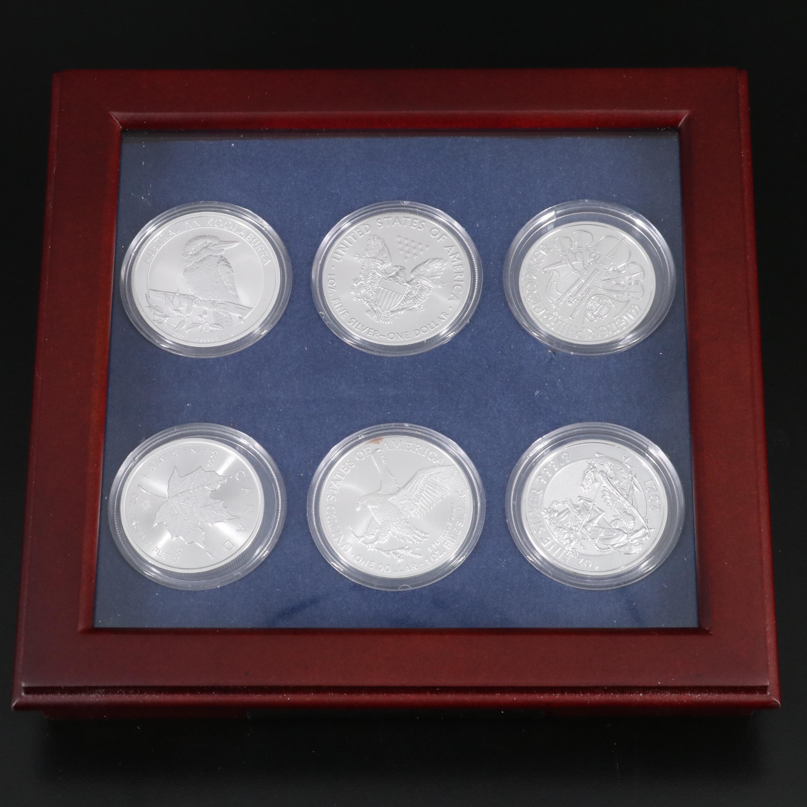 Set of Six 2021 One Ounce .999 Silver Coins From Around the World | EBTH