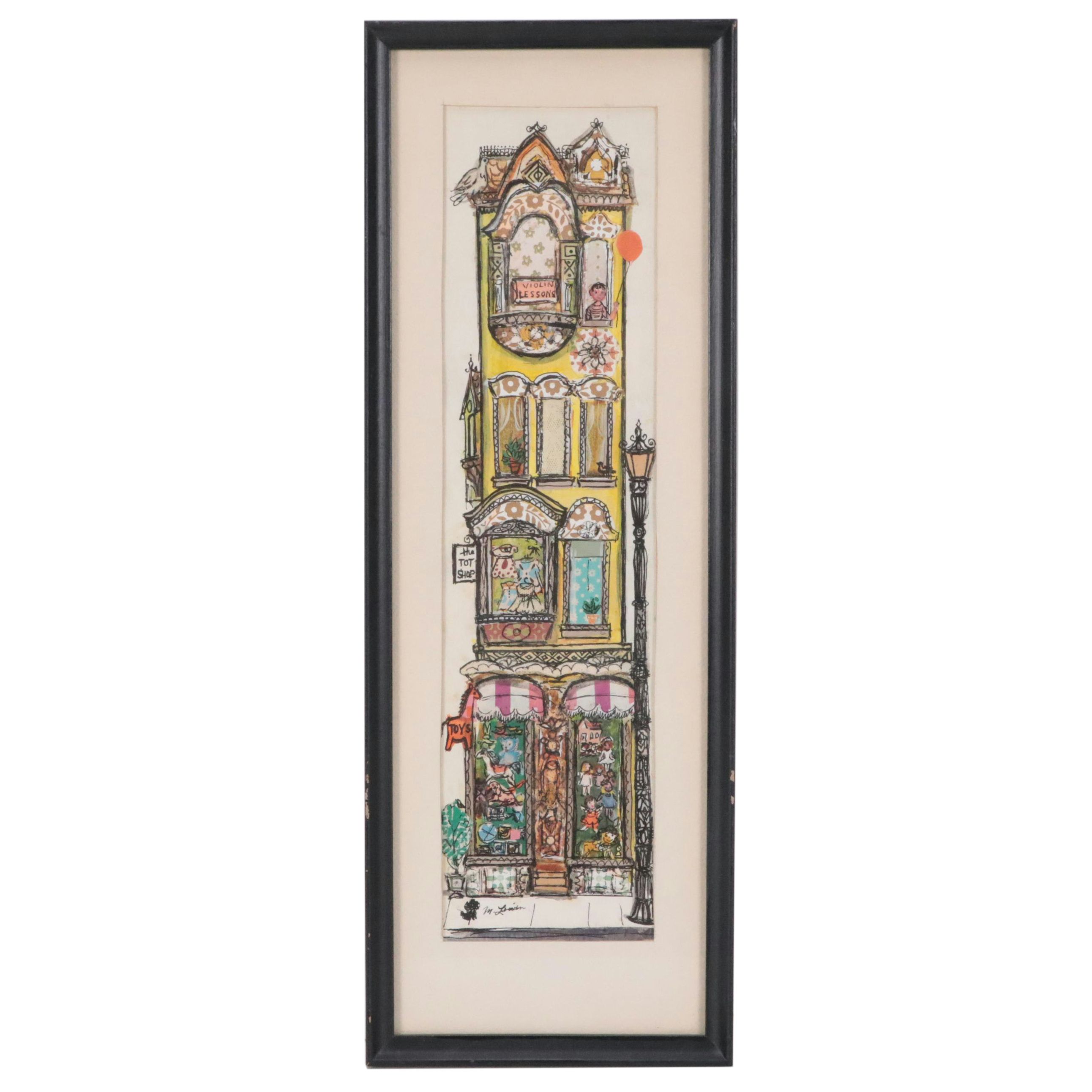 Collage of a Streetscape with Building and Shops, Mid to Late 20th ...