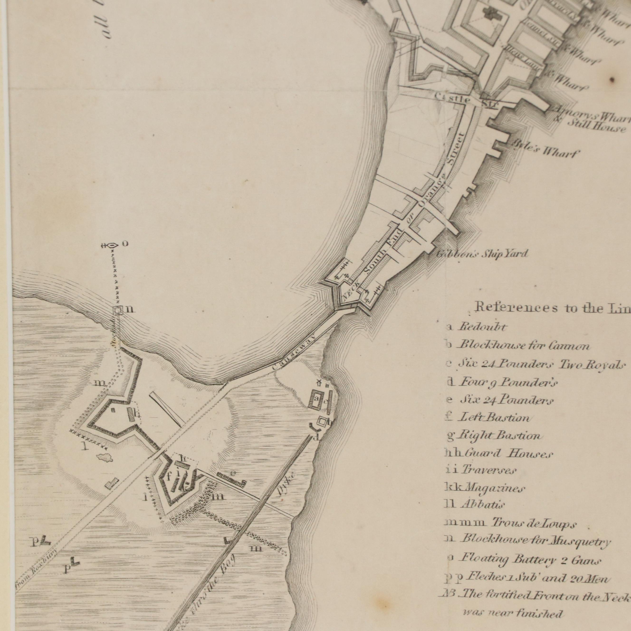 Map Engraving of Revolutionary Depiction "A Plan of the Town of Boston ...