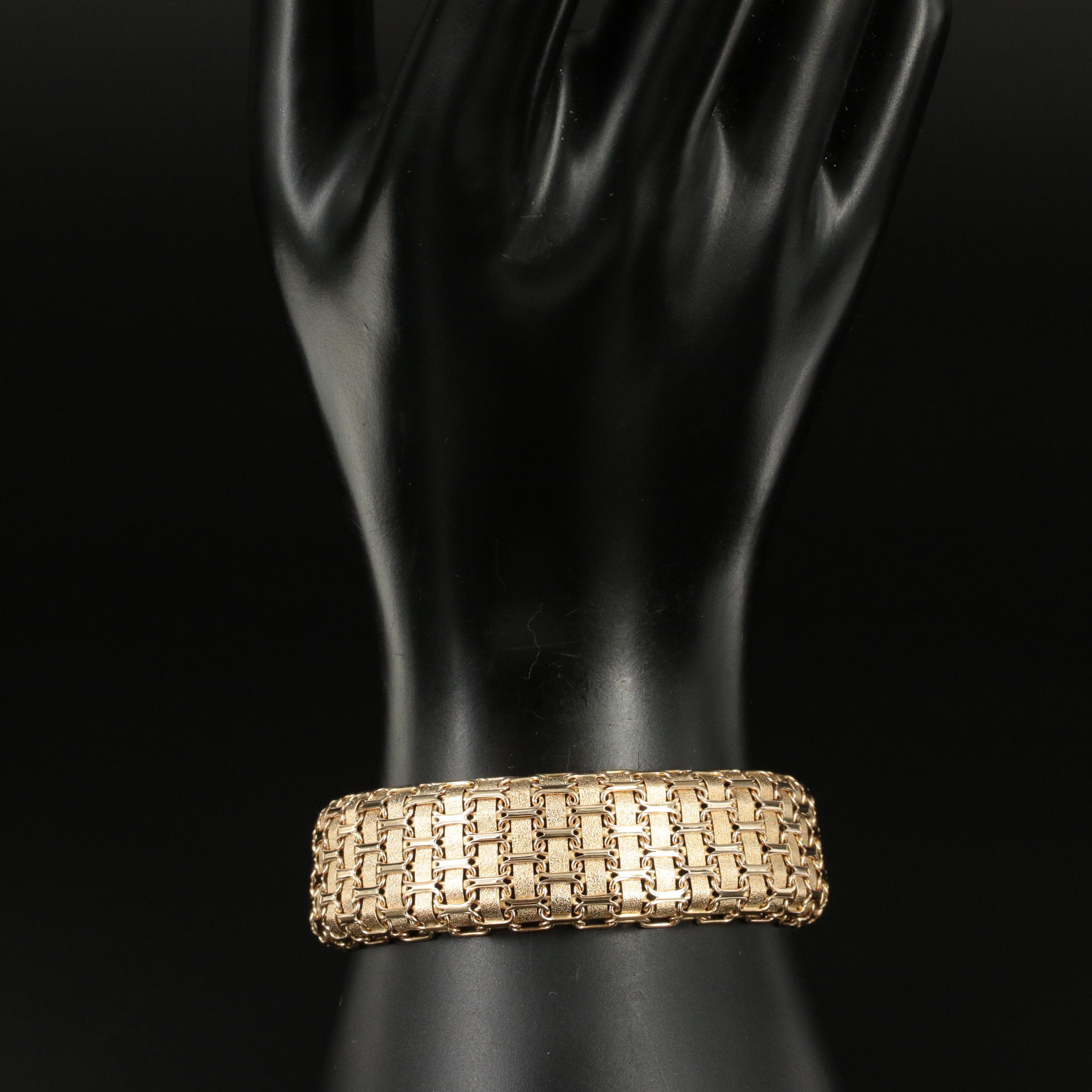 Italian 14K Woven Mesh Bracelet | EBTH