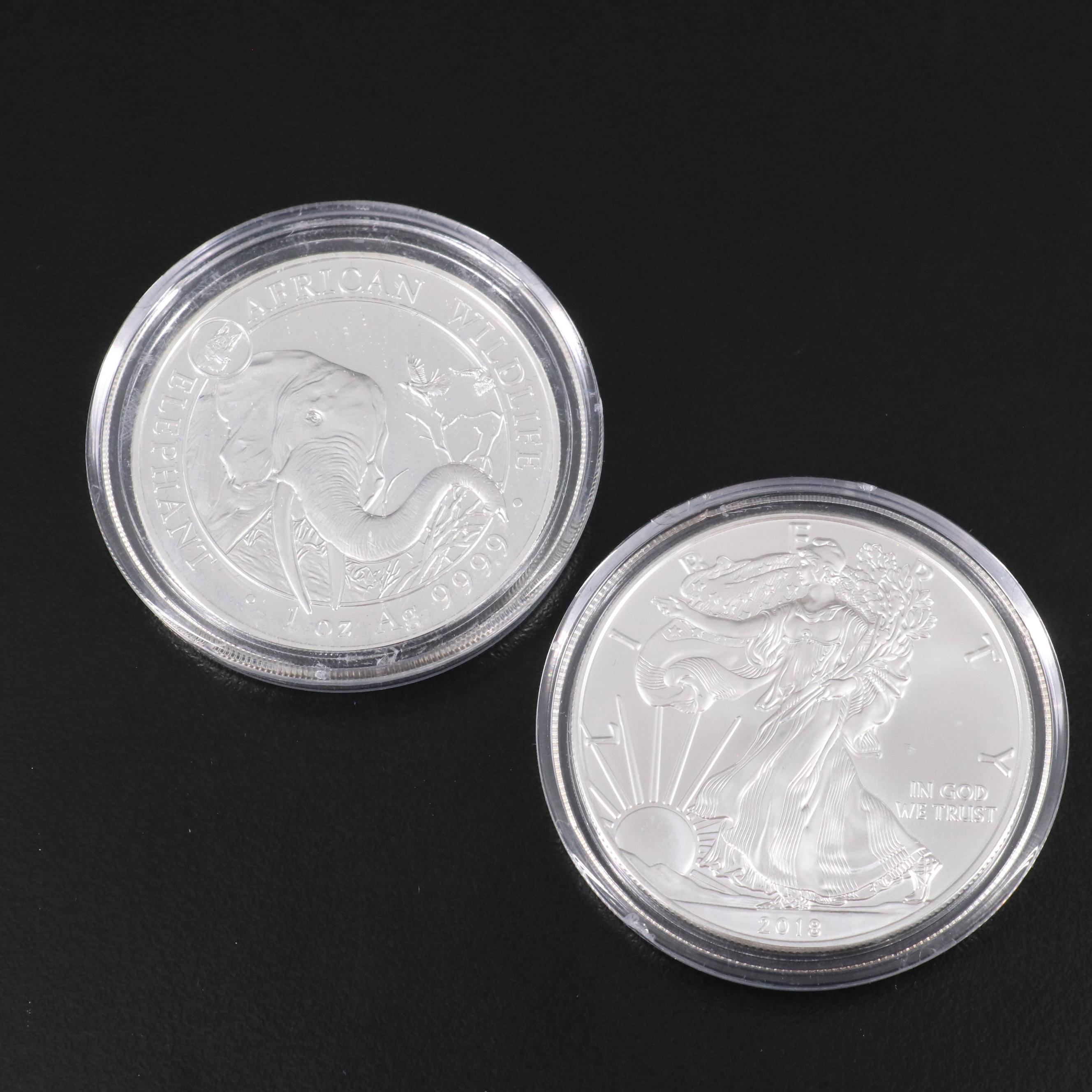 Set of Six 2018 One Ounce .999 Silver Coins From Around the World | EBTH