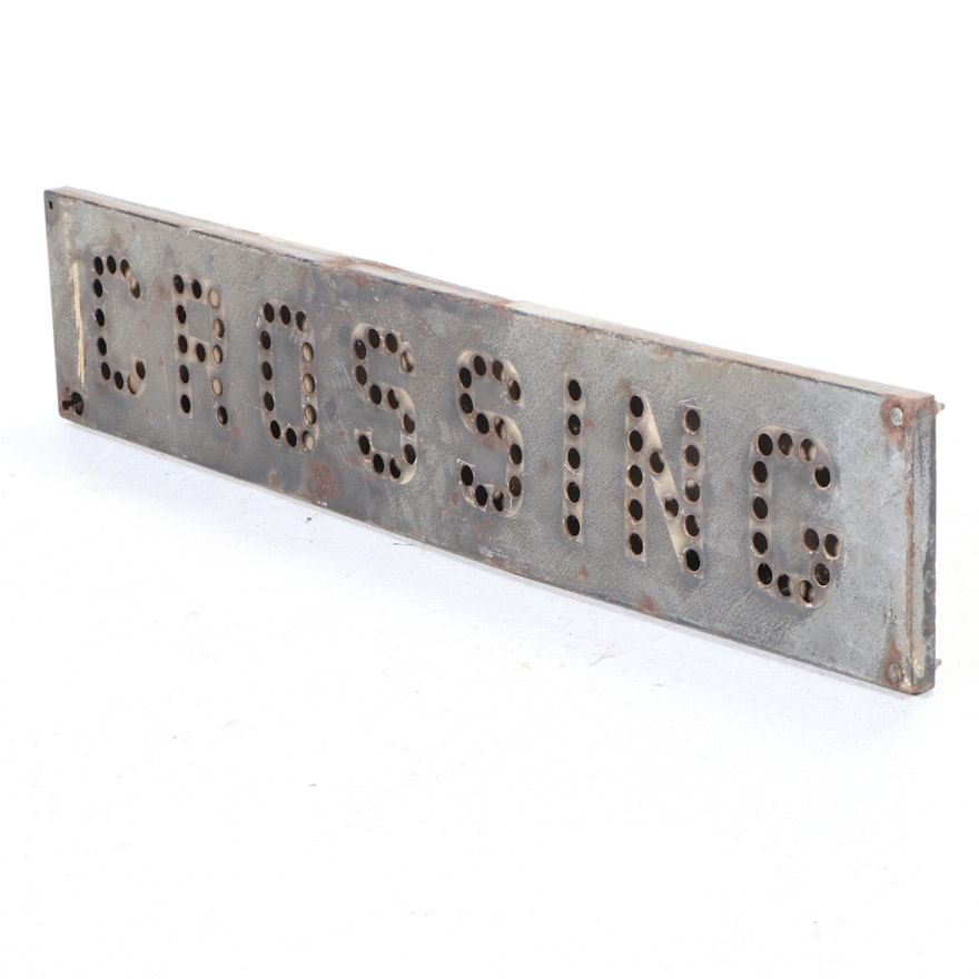 Partial Perforated Metal Railroad Crossing Sign 20th Century Ebth