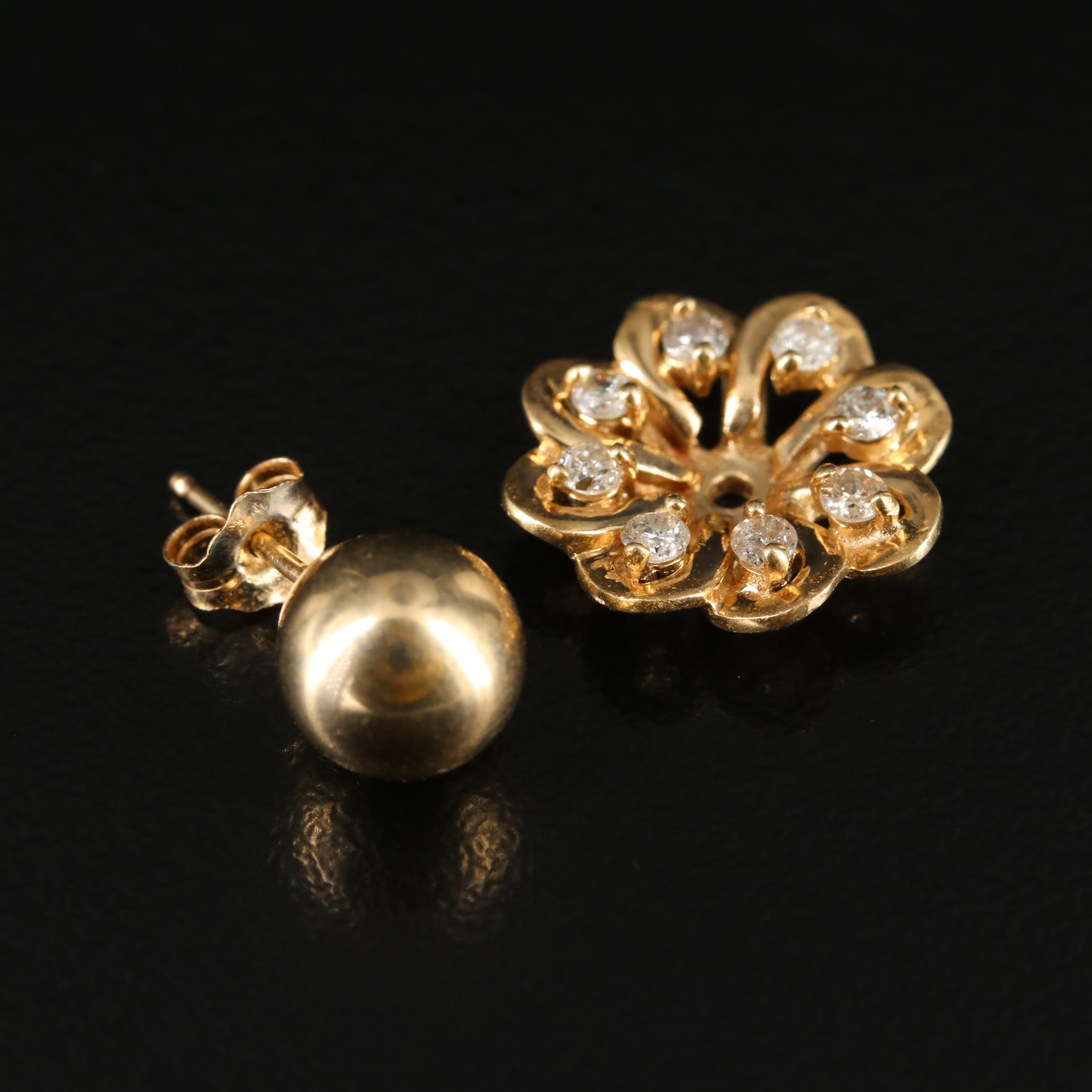 14K Sphere Stud Earrings with 0.40 CTW Diamond Filigree Enhancers | EBTH