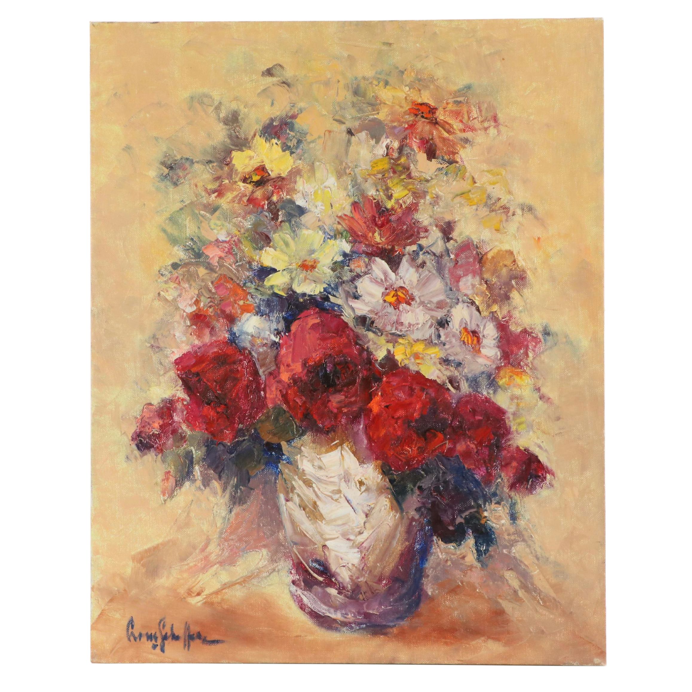 Schaffer Floral Still Life Oil Painting | EBTH