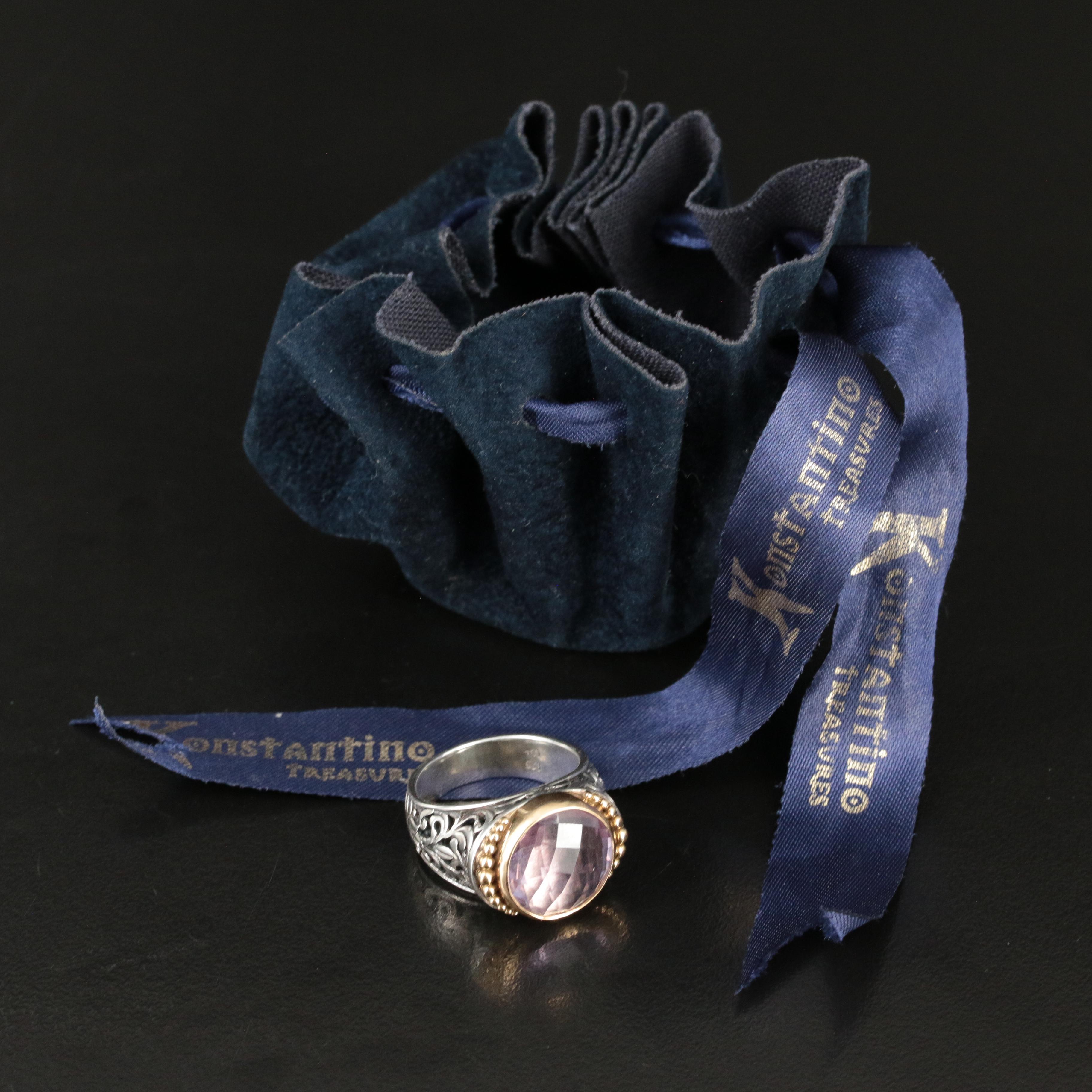 Konstantino Sterling and 18K Scrollwork Ring | EBTH