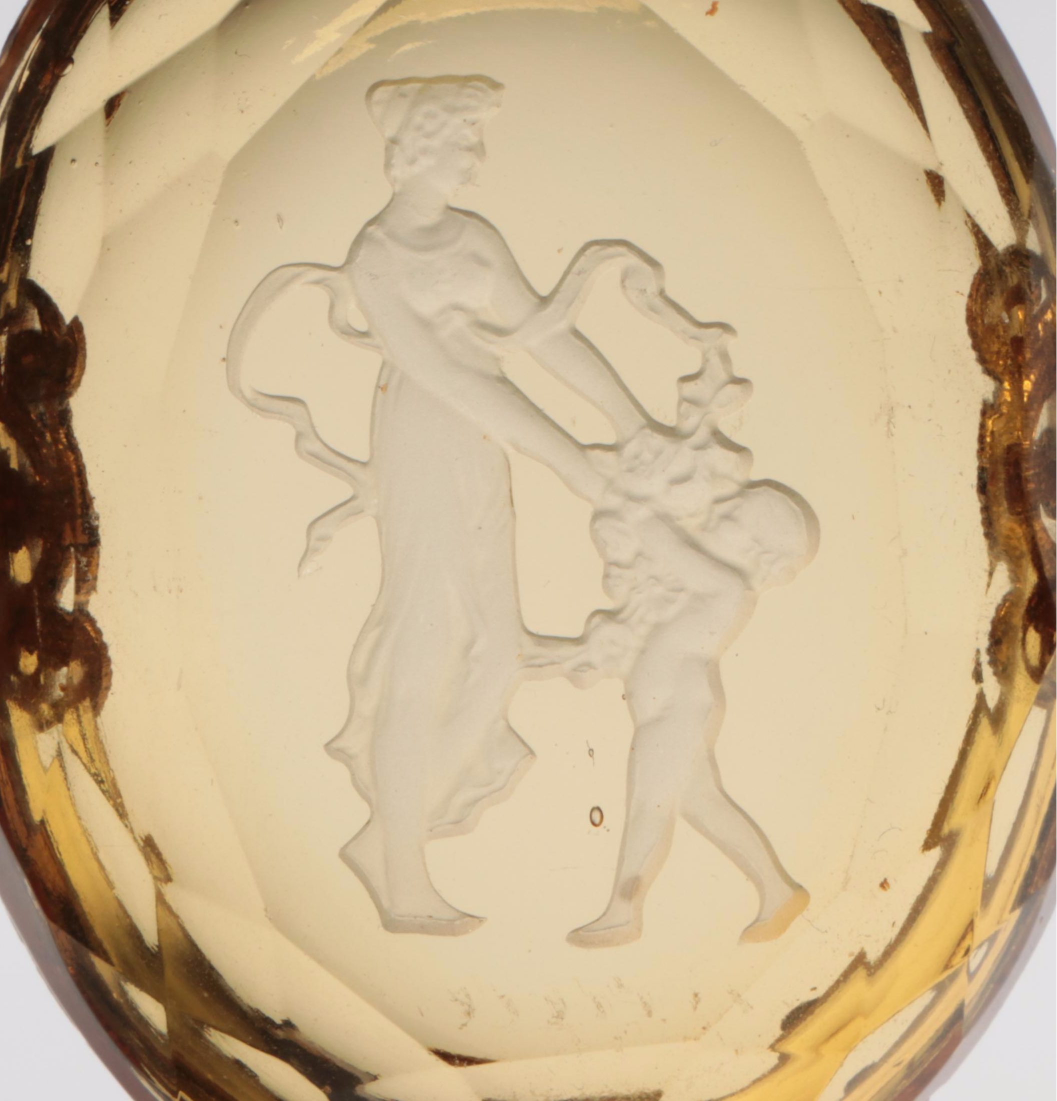 Czech Intaglio Glass and Jeweled Salt Cellar | EBTH