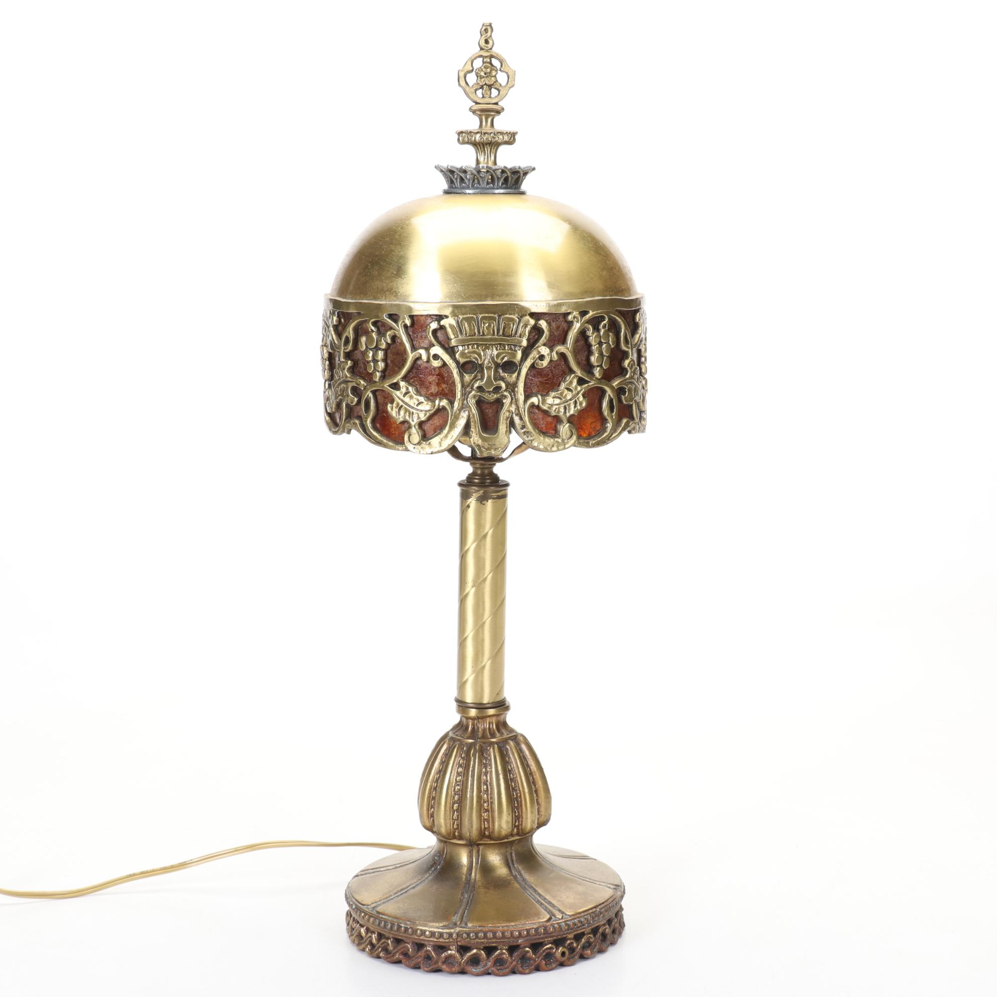 Oscar Bach Style Reproduction "Bacchus" Lamp With Overlay Shade | EBTH