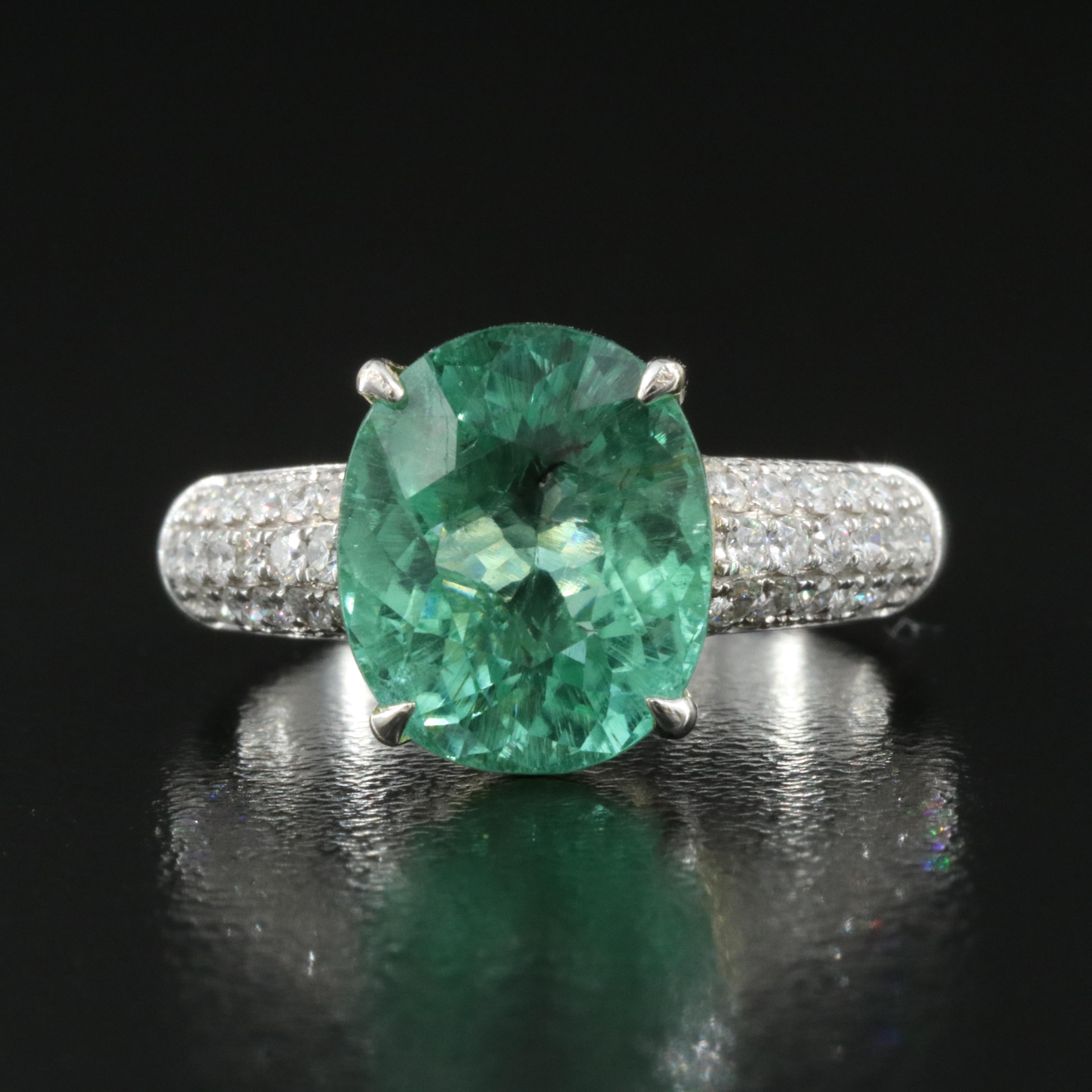 18K Two-Tone Paraiba Tourmaline and Diamond Ring with GIA Report | EBTH