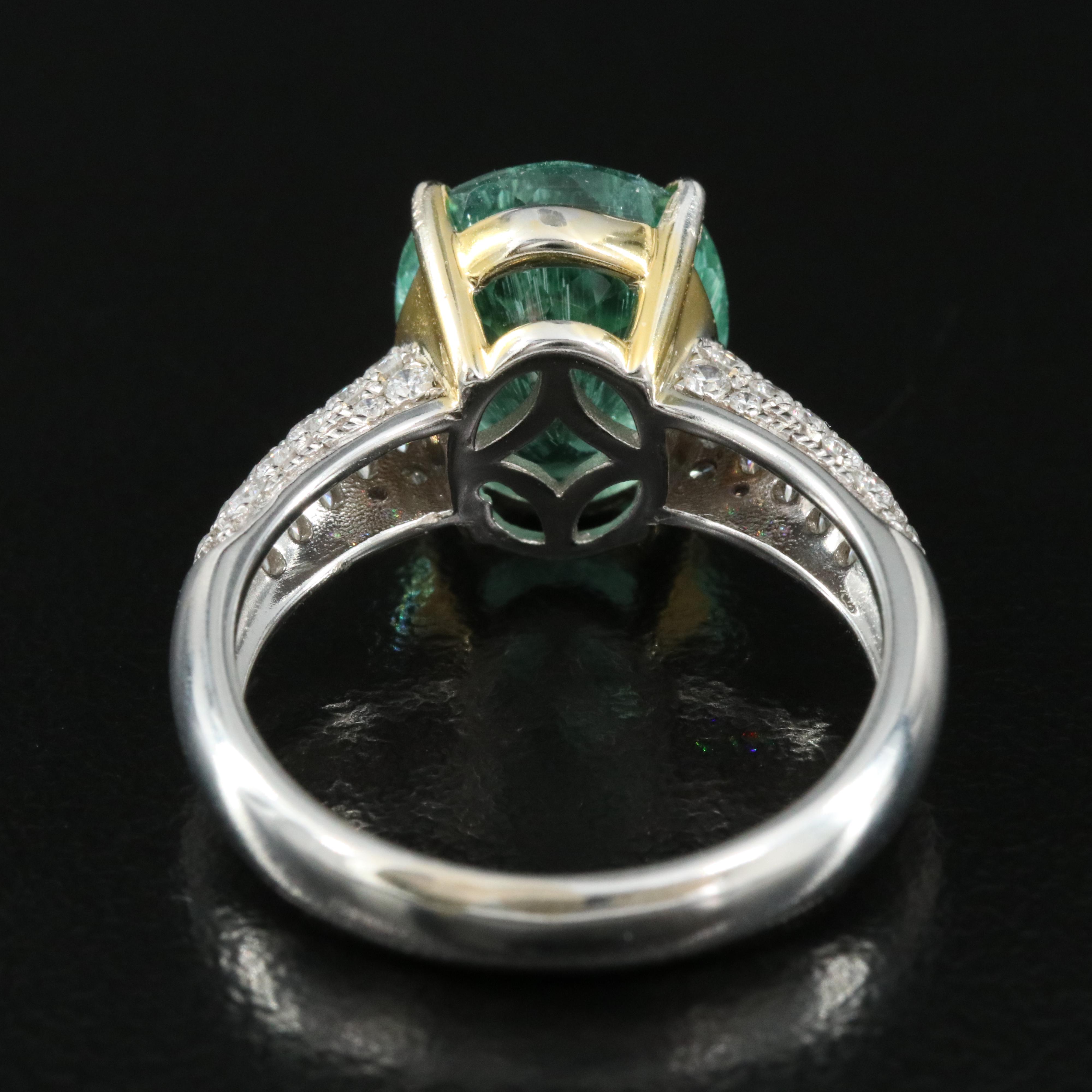 18K Two-Tone Paraiba Tourmaline and Diamond Ring with GIA Report | EBTH