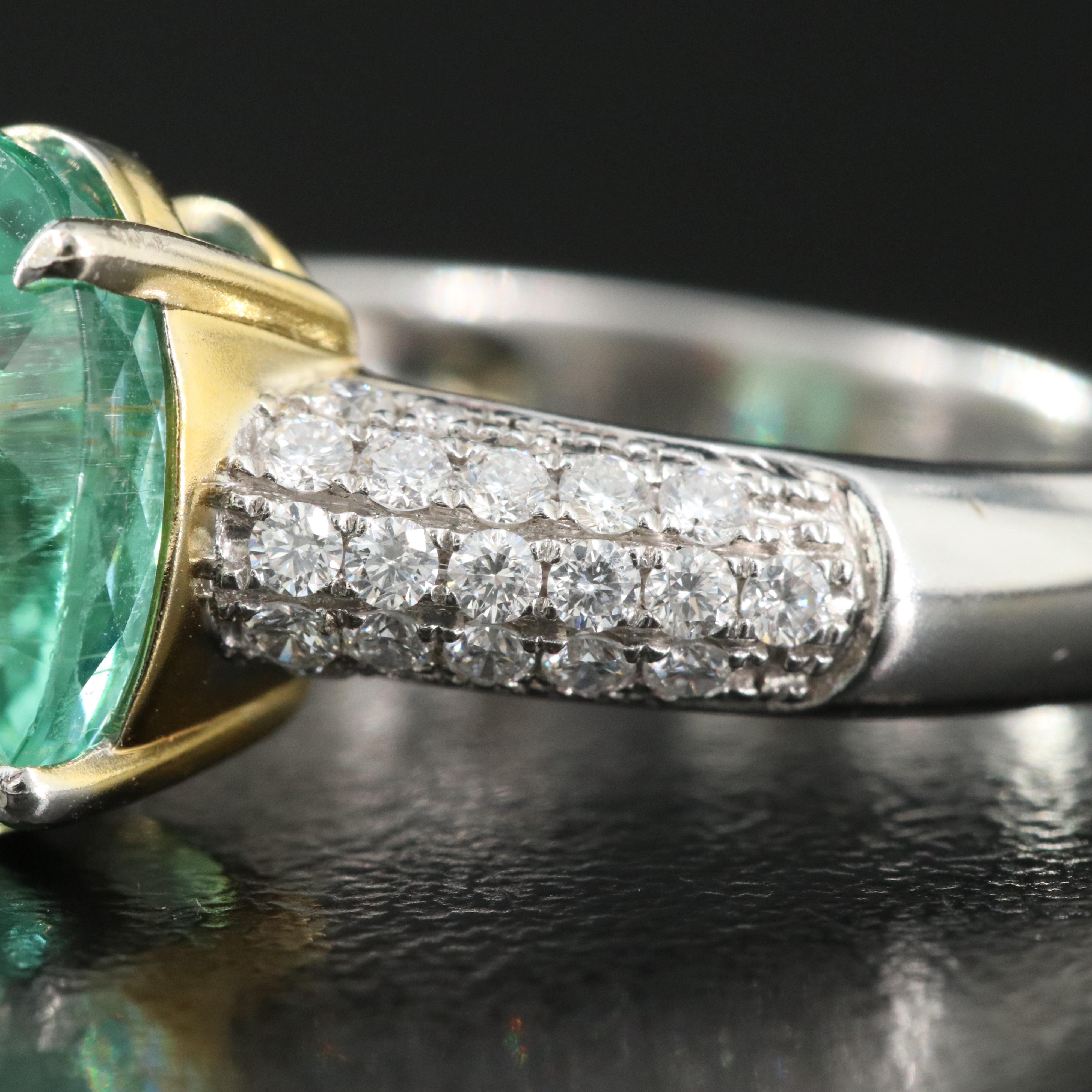 18K Two-Tone Paraiba Tourmaline and Diamond Ring with GIA Report | EBTH
