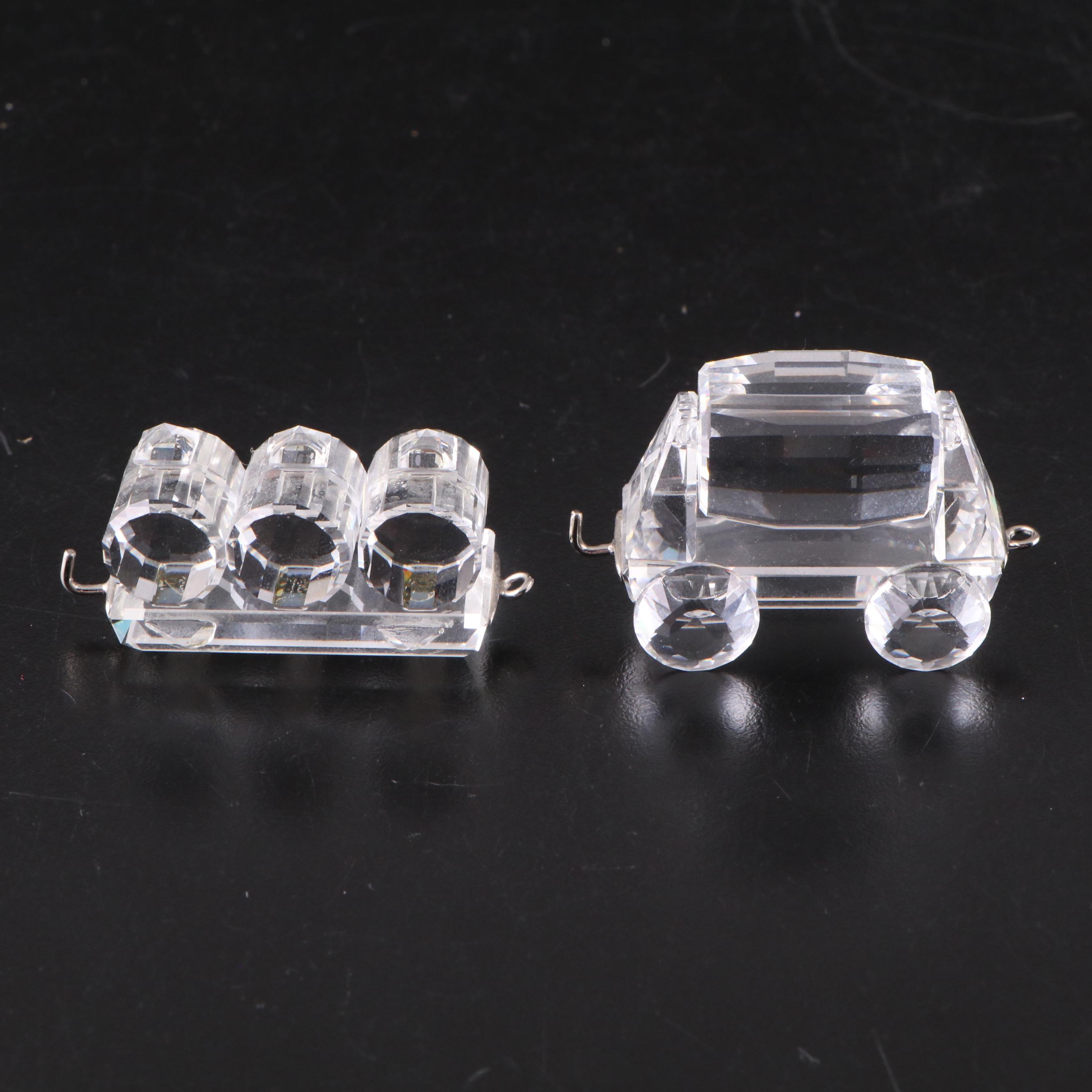 Swarovski Crystal Train Figurines with Mirror Track Base, Late 20th ...