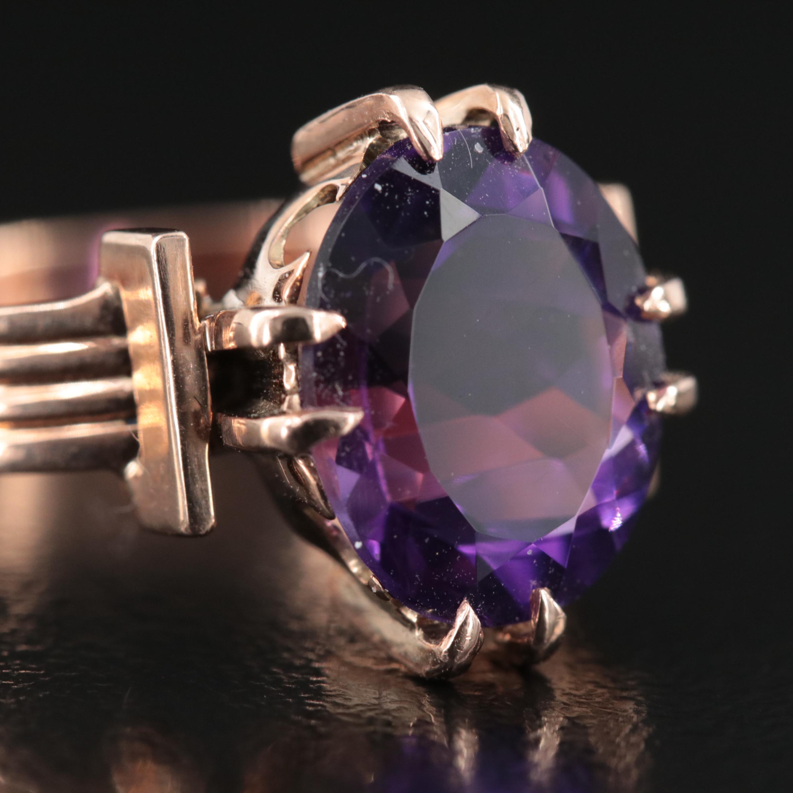Victorian 10K Rose Gold Amethyst Ring | EBTH